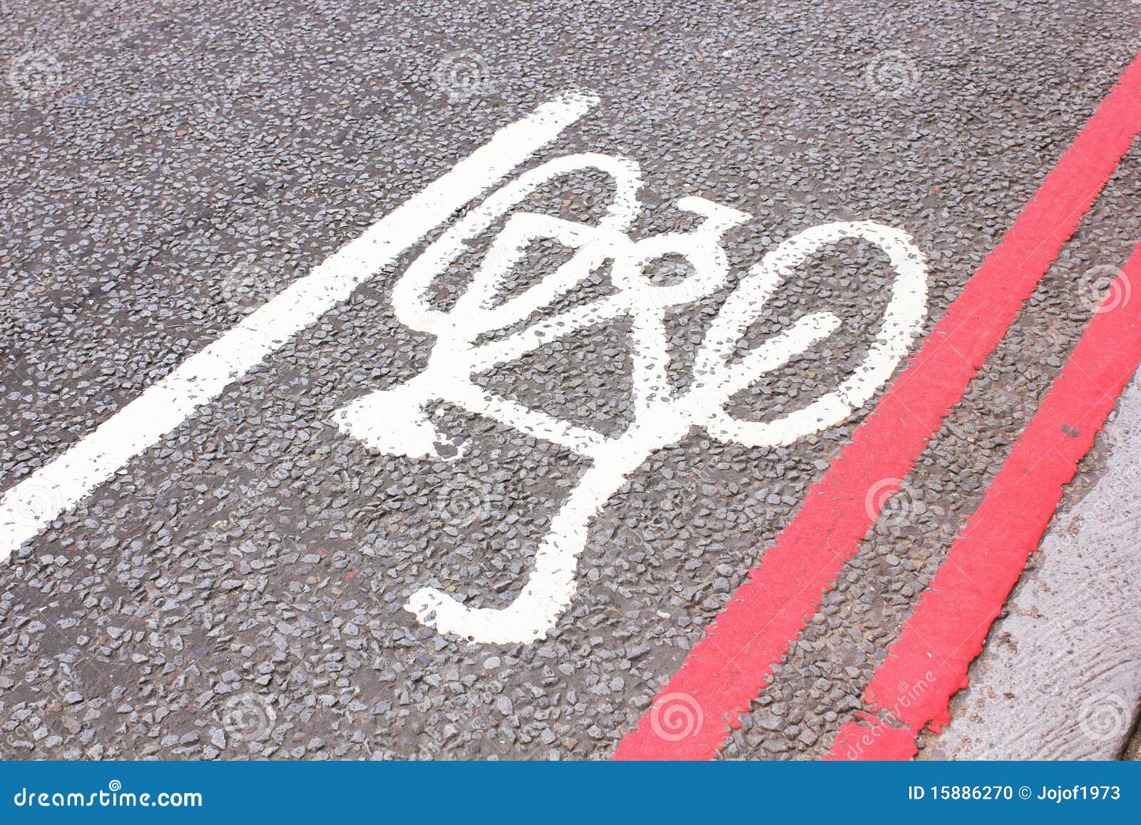 Cycle symbol on road stock photo. Image of painted, stripes - 15886270