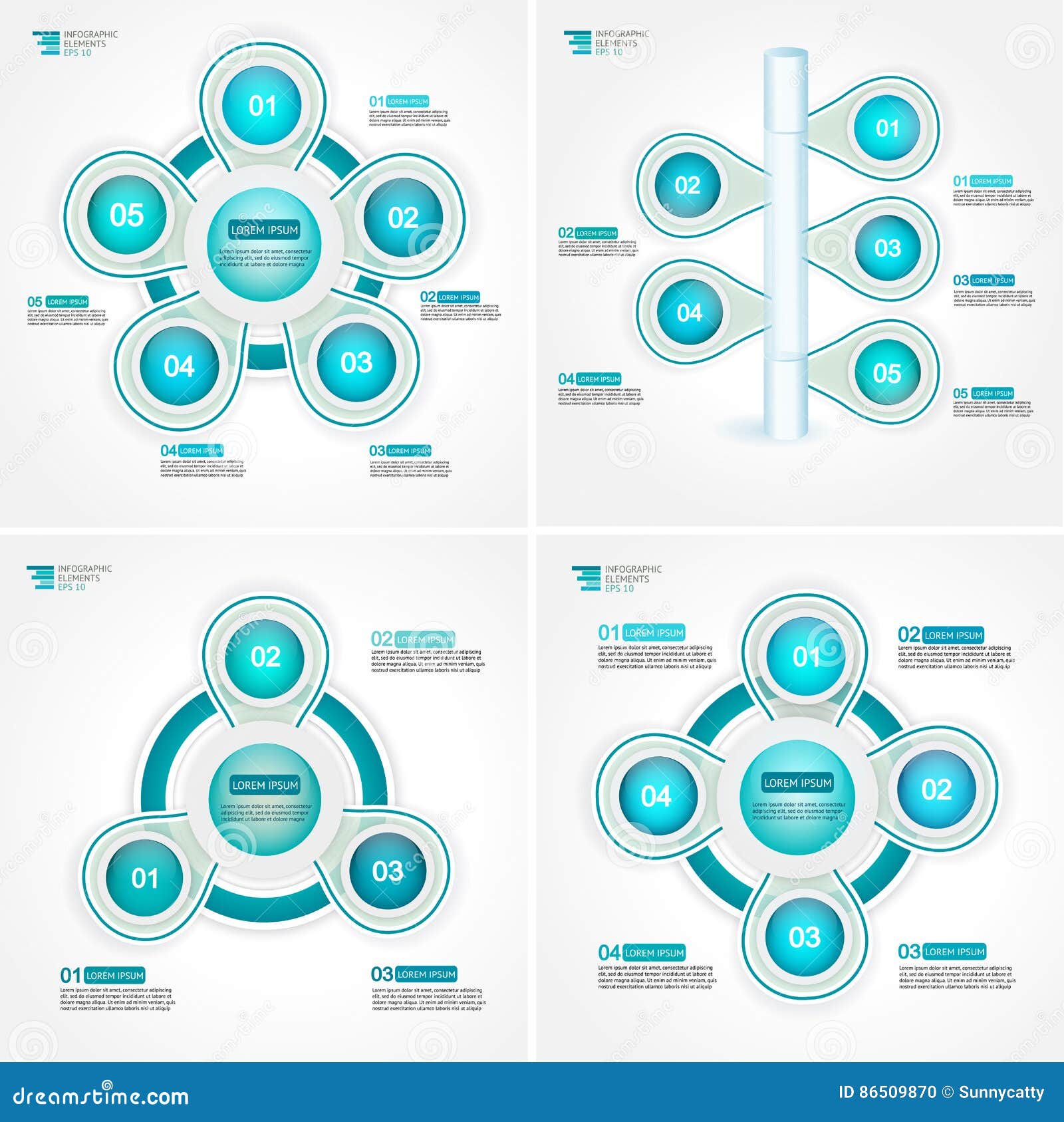 Cycle Target Process Step Diagrams Collection. Infographic Vector ...
