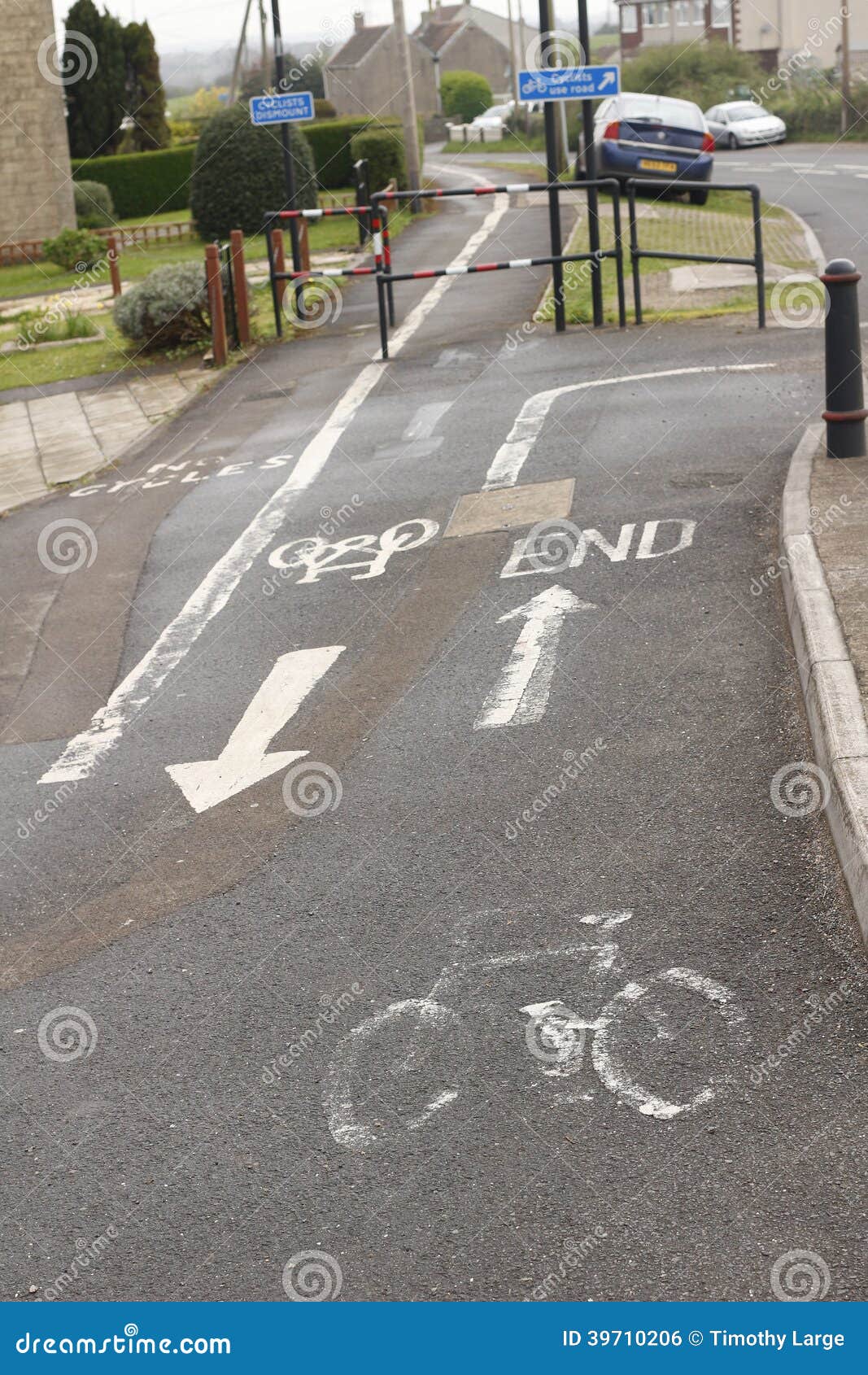 Cycle Track Markings Painted on the Footway Editorial Photo - Image of ...