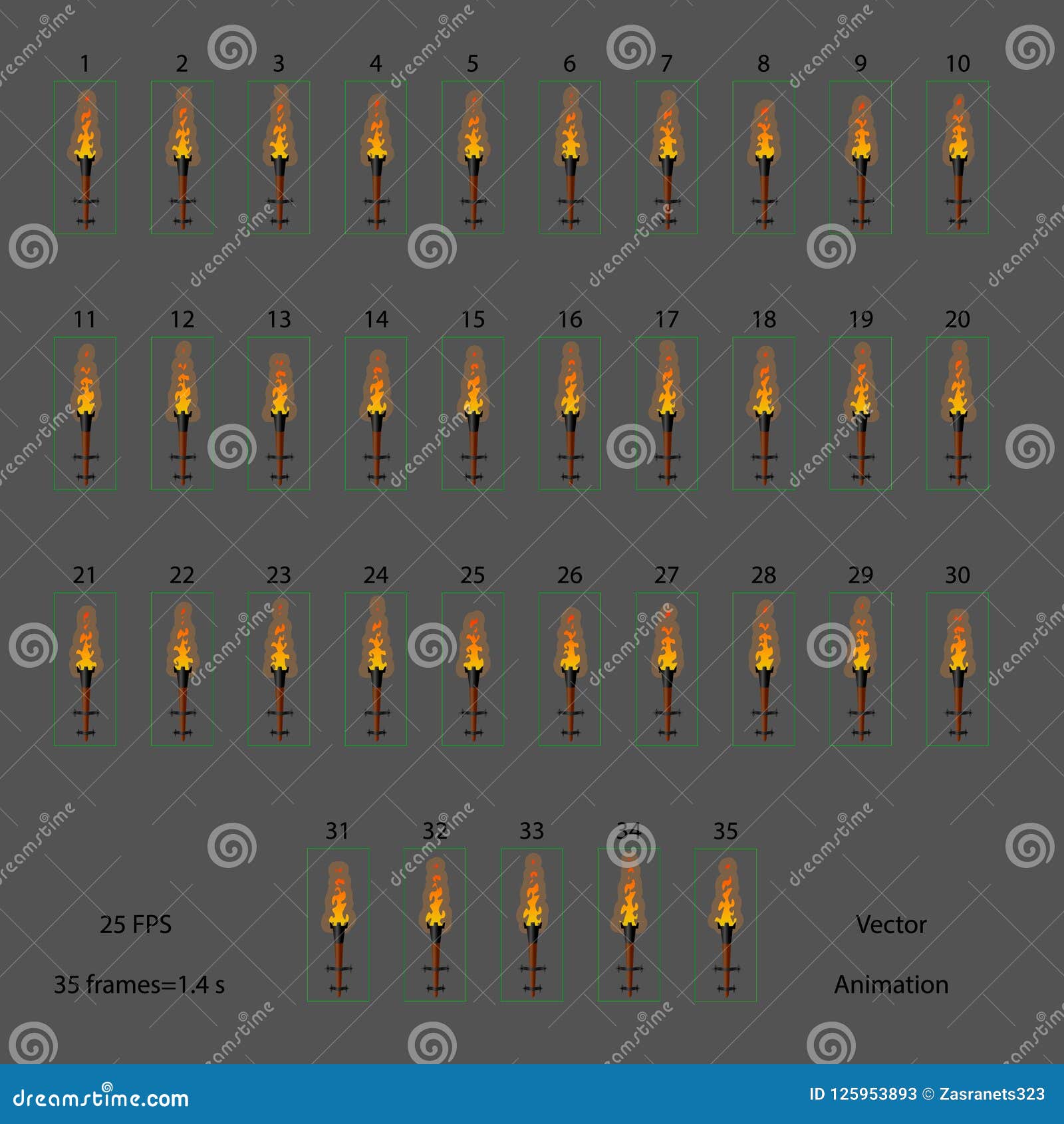 Cyclic Animation of the Torch Flame. Stock Vector - Illustration of ...