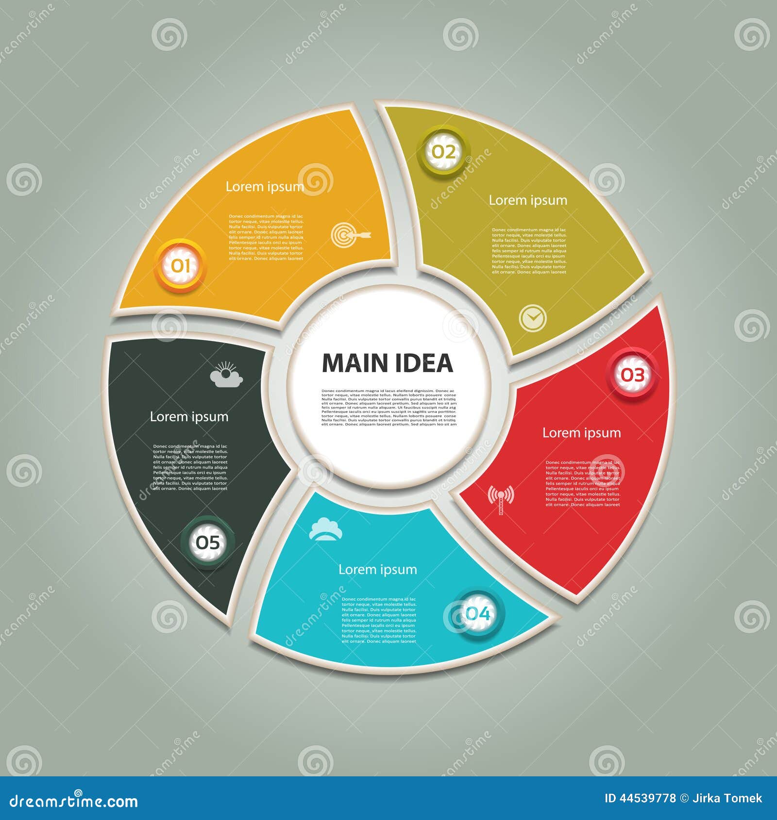 Five Steps Cycle Diagram Schema Template Vector Illustration ...