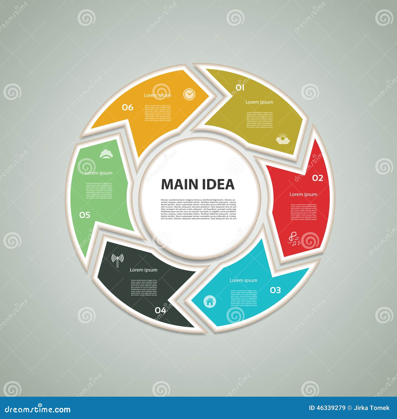 Cyclic Diagram with Six Steps and Icons. Stock Vector - Illustration of ...