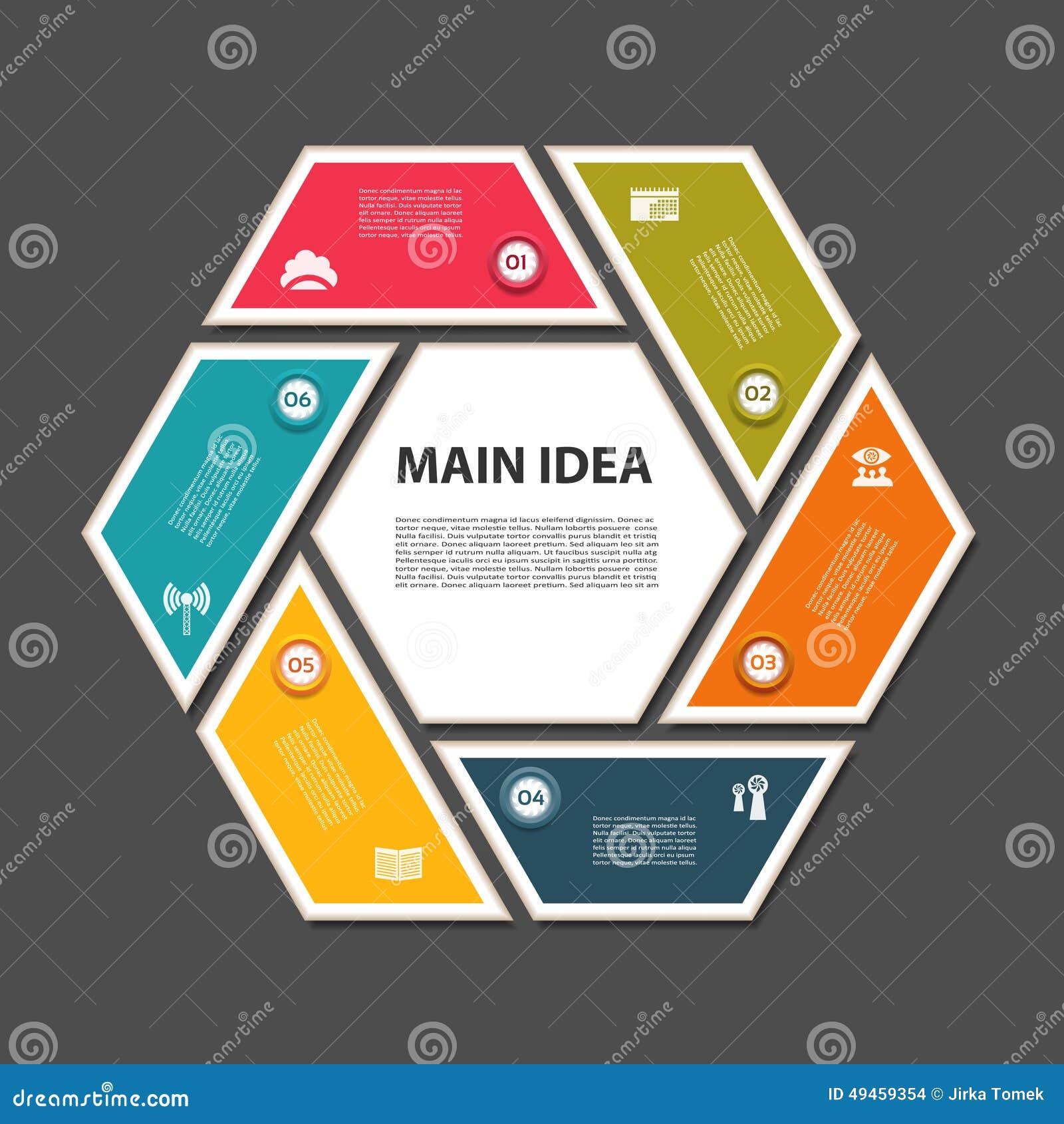 Cyclic Diagram with Six Steps and Icons. Stock Vector - Illustration of ...