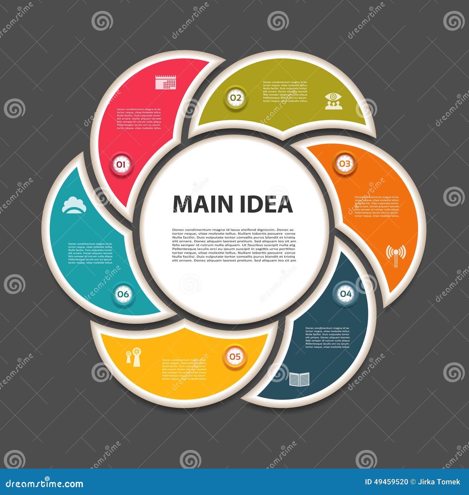 Cyclic Diagram With Six Steps And Icons. Vector Illustration ...