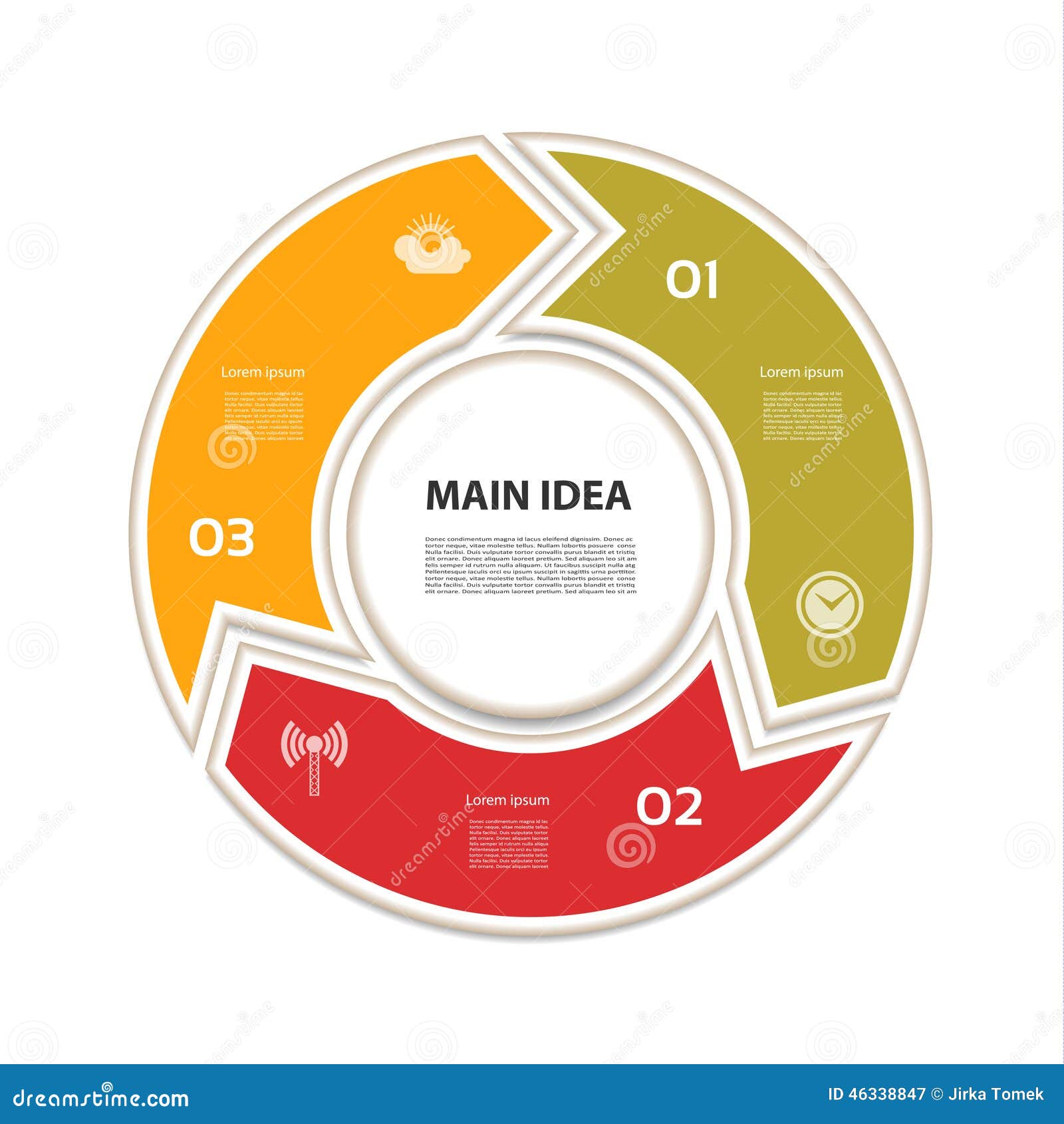 Cyclic Diagram with Three Steps and Icons. Stock Vector - Illustration ...