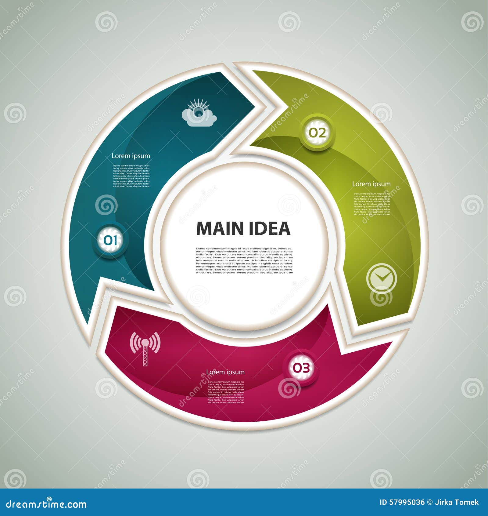 Cyclic Diagram with Three Steps and Icons. Stock Vector - Illustration ...