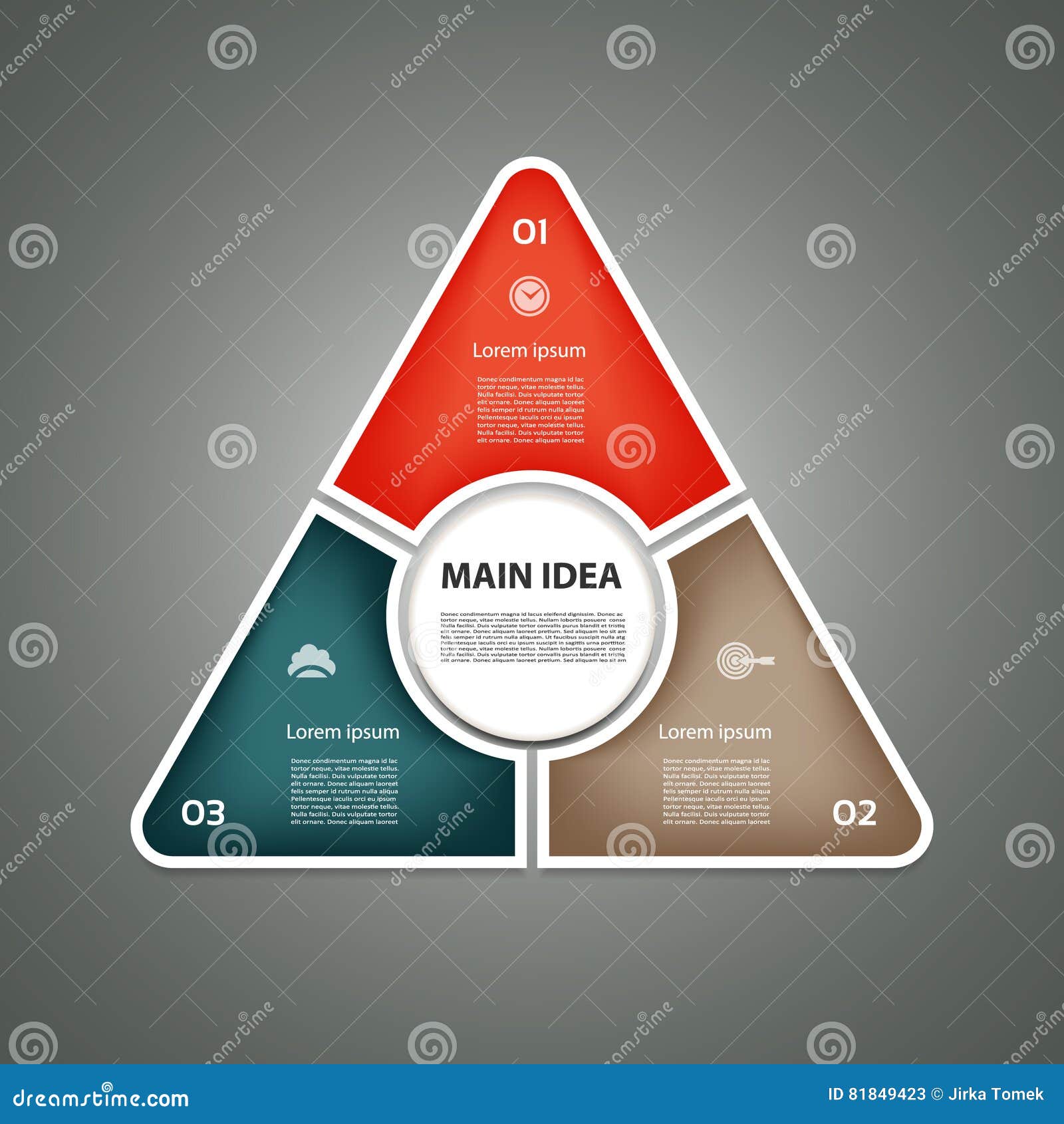 Cyclic Diagram with Three Steps and Icons. Stock Vector - Illustration ...