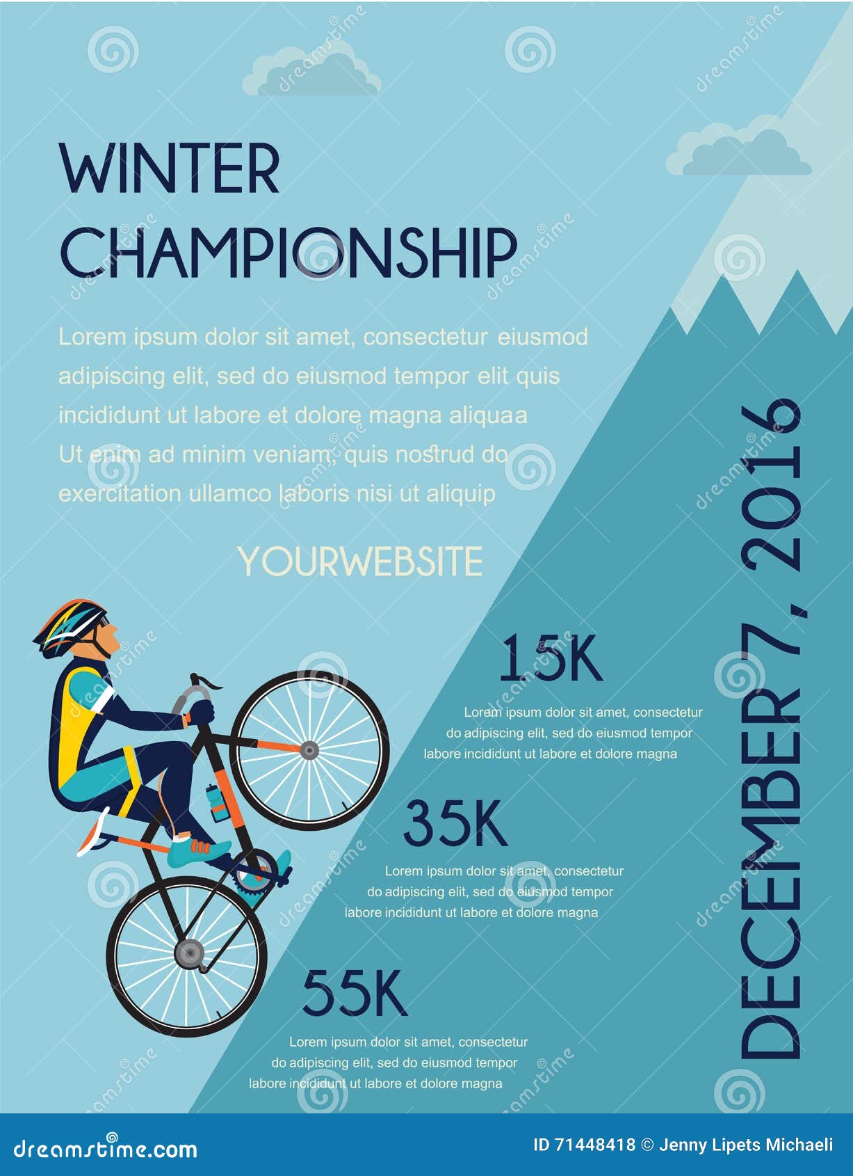 Cycling Competition Poster. Cyclist in Bicycle Racing on the Mountain ...