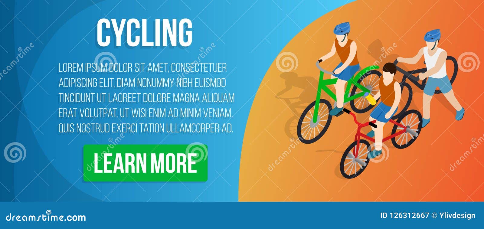 Cycling Concept Banner, Isometric Style Stock Vector - Illustration of ...