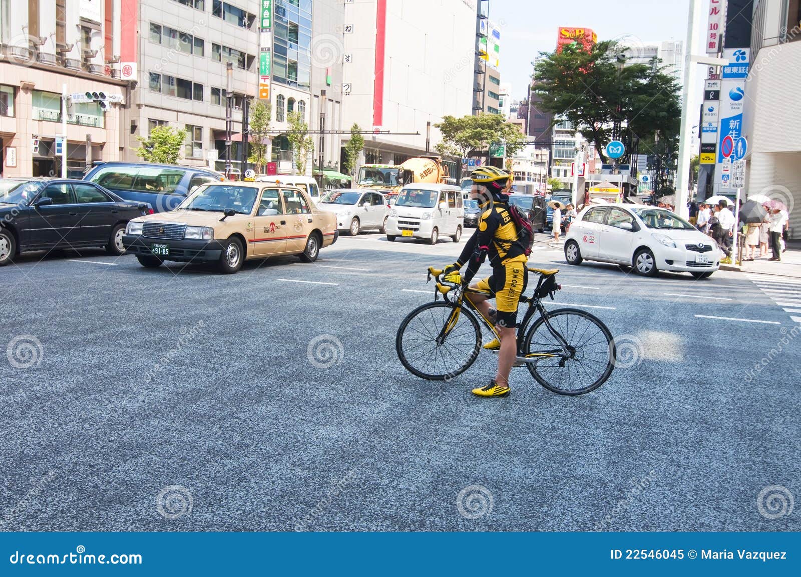 Cycling in the District of Ginza, Japan Editorial Image - Image of ...