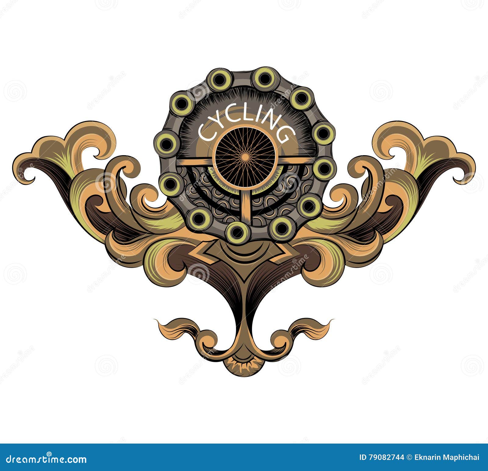 Cycling emblem scene stock vector. Illustration of symbol - 79082744