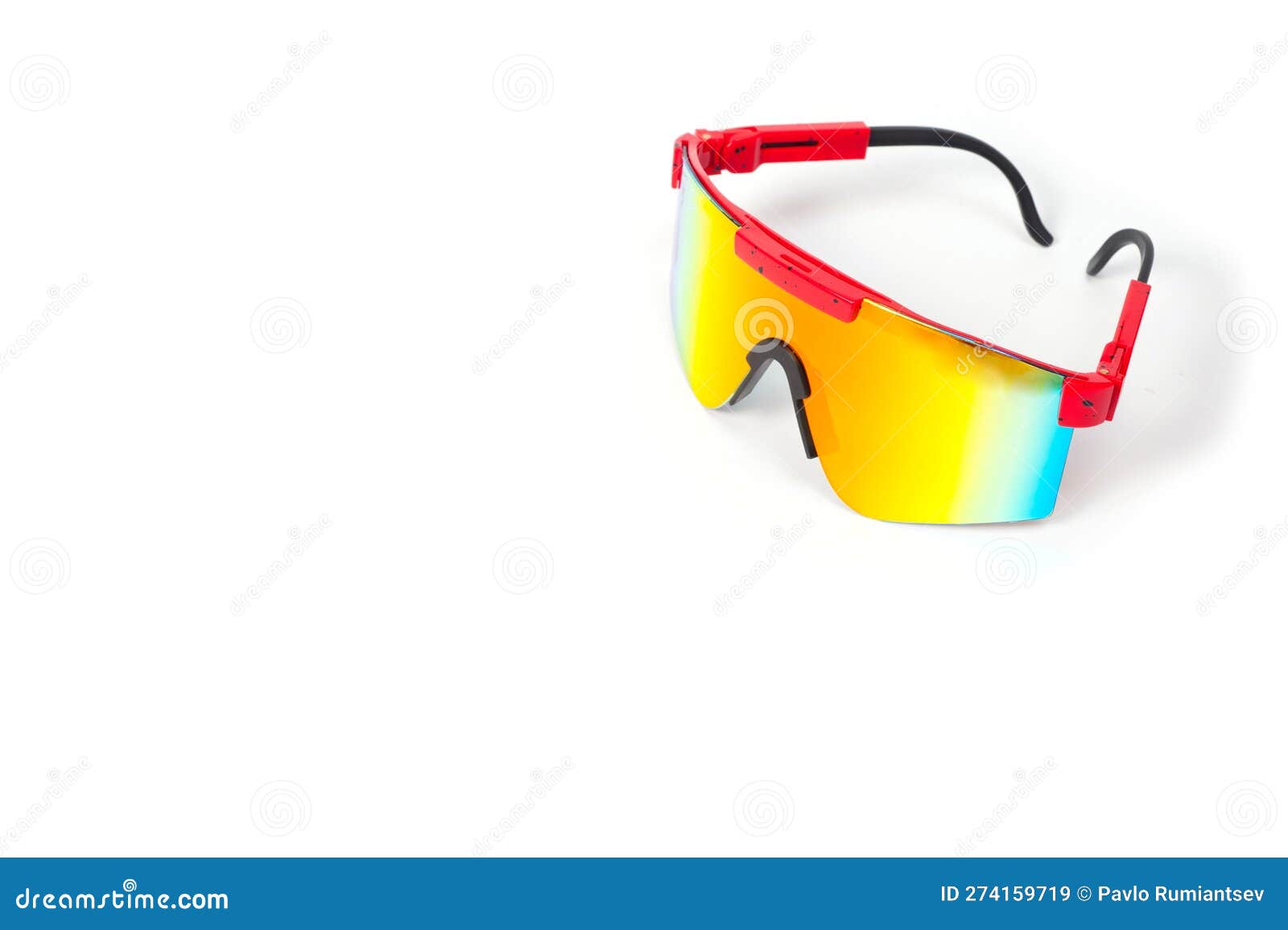 Cycling Goggles with Reflective Lenses in Bright Rainbow Colours Stock ...