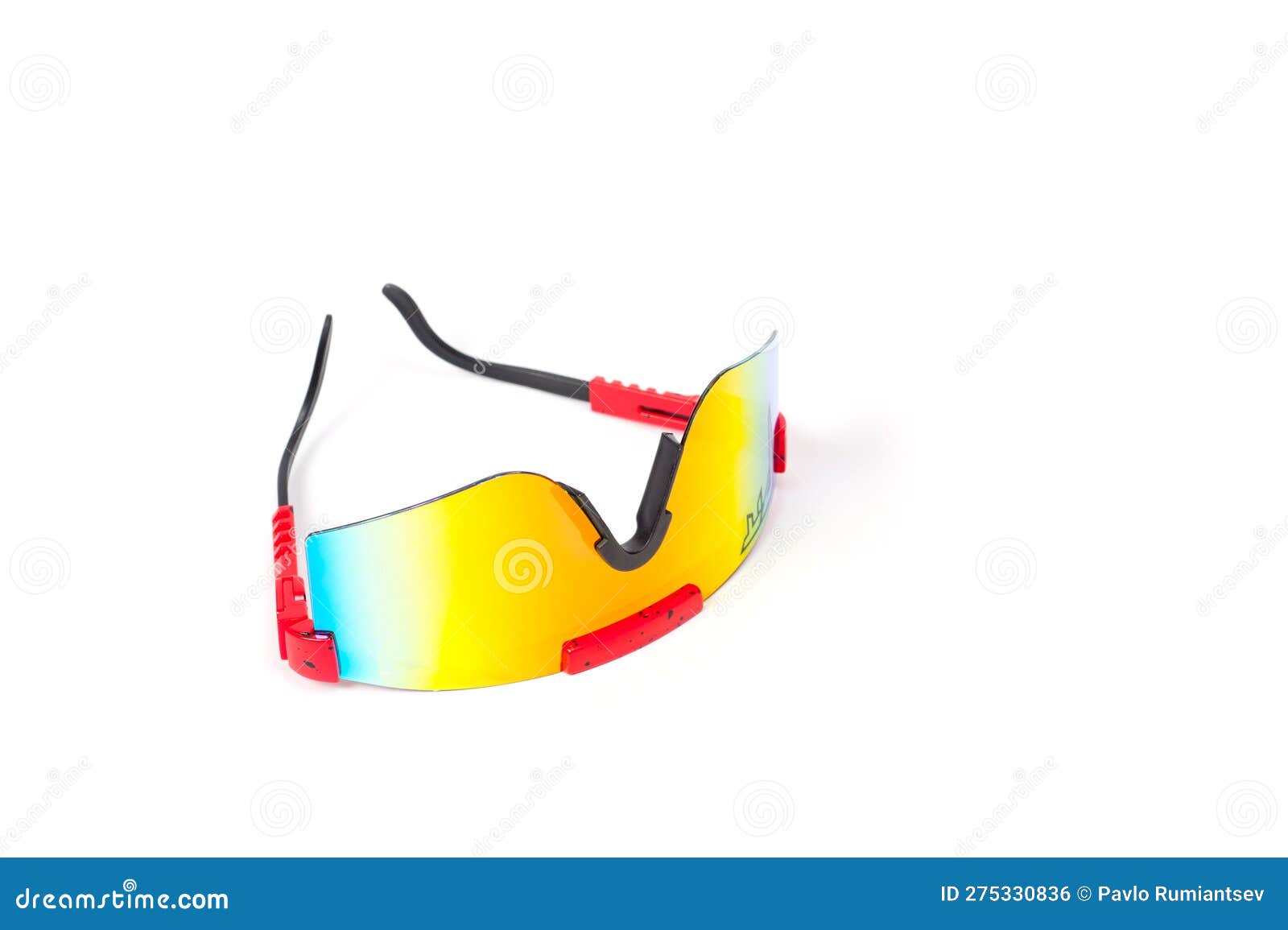 Cycling Goggles with Reflective Lenses in Bright Rainbow Colours Stock ...