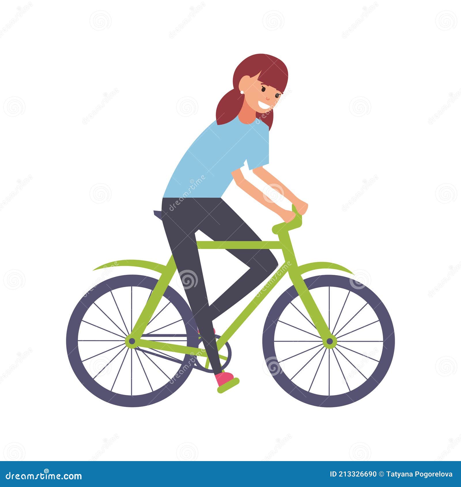 Cycling, Happy Side View. Vector Illustration Isolated on White ...
