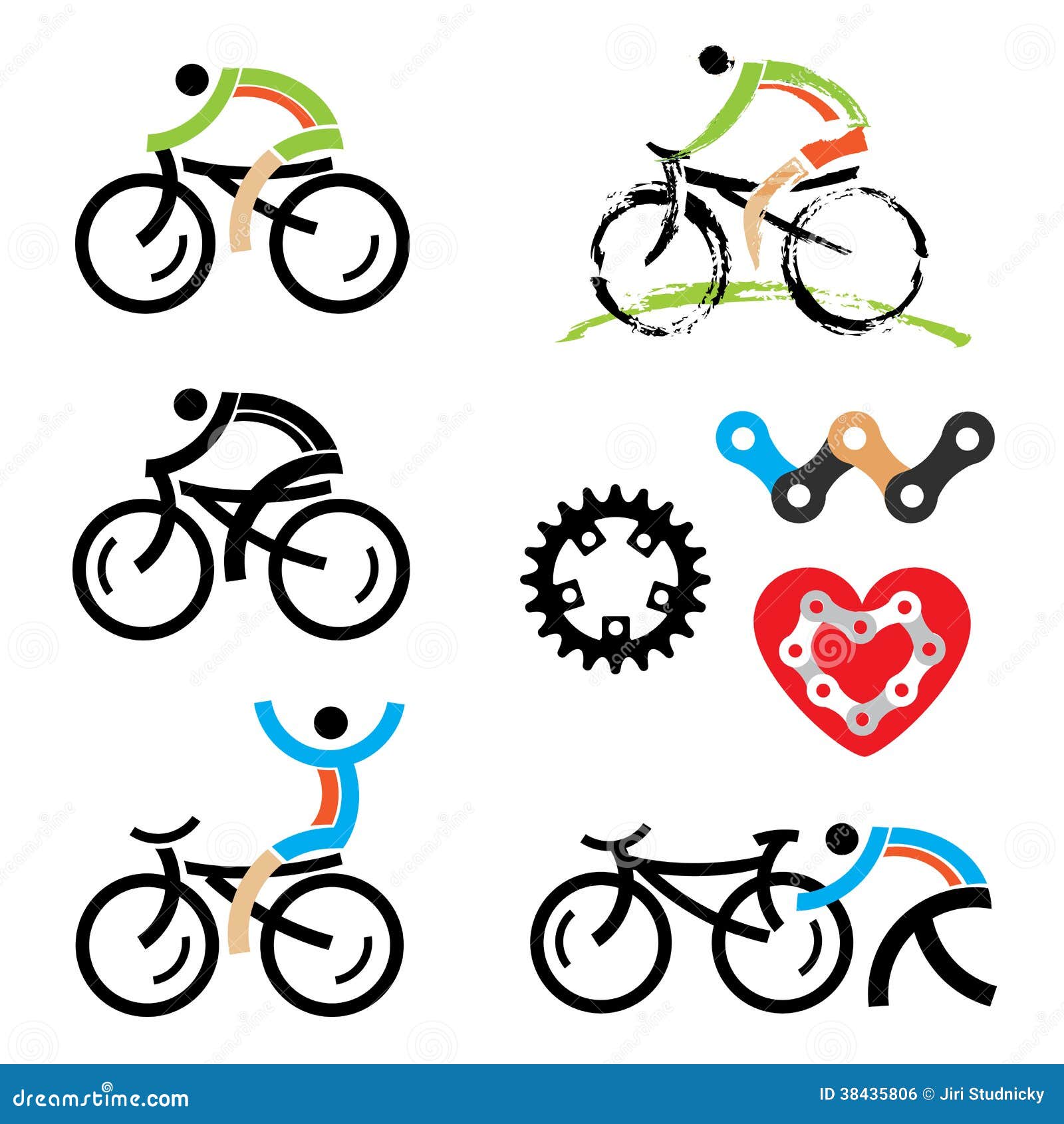 Cycling icons stock vector. Illustration of healthy, pictogram - 38435806