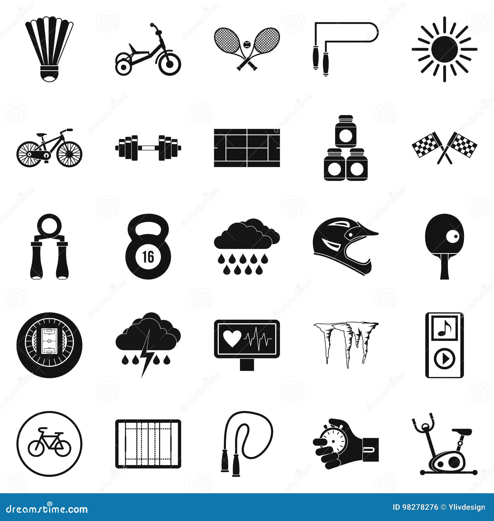 Cycling Icons Set, Simple Style Stock Vector - Illustration of male ...