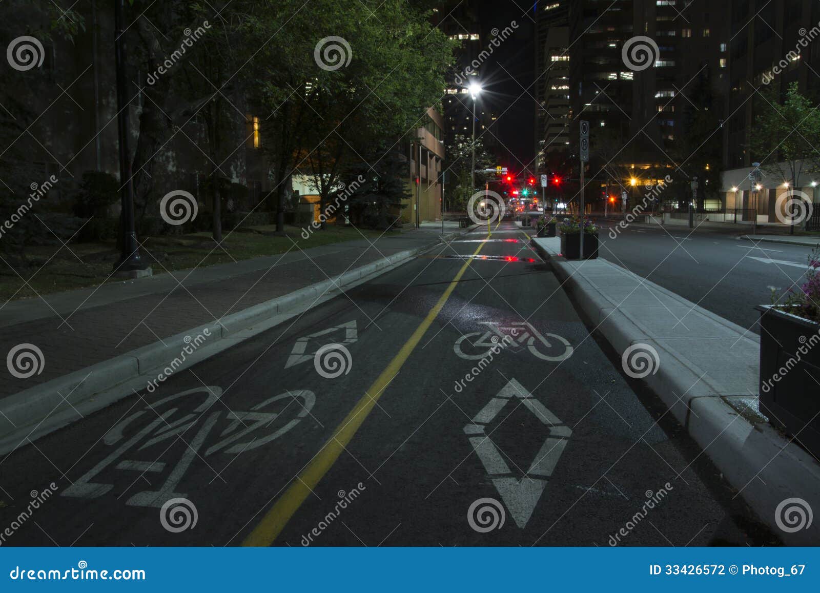 Cycling Lane in Calgary, Alberta, Canada Stock Photo - Image of cycle ...