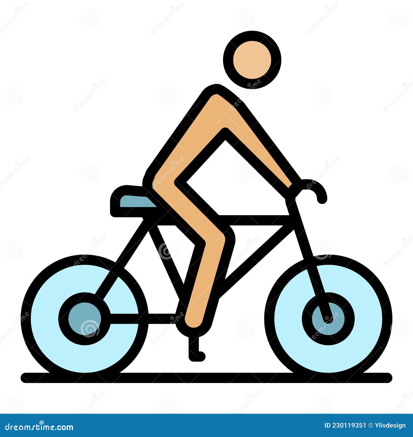 Cycling Man Icon Color Outline Vector Stock Vector - Illustration of ...