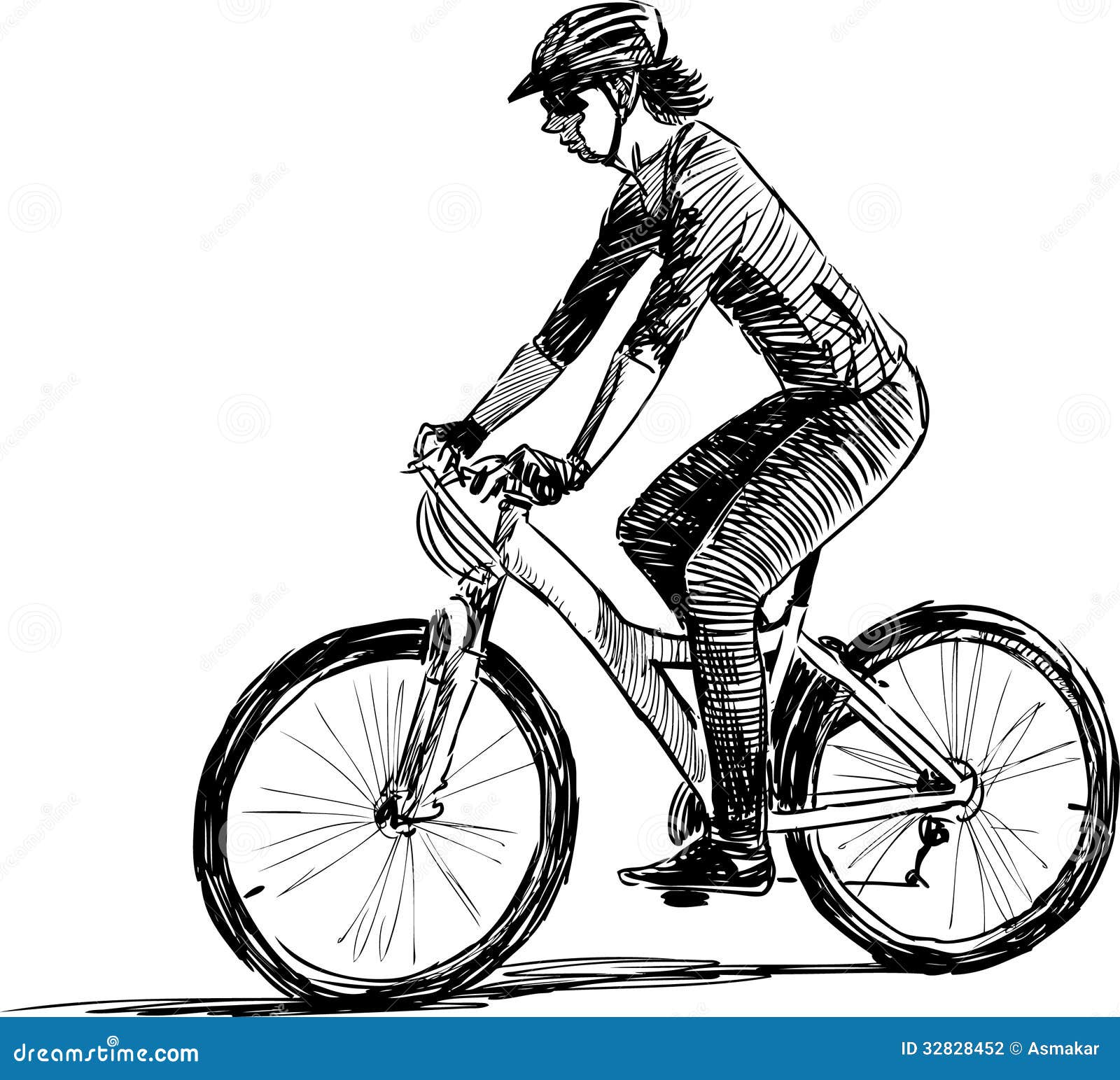 Cycling man stock vector. Illustration of white, drawing - 32828452