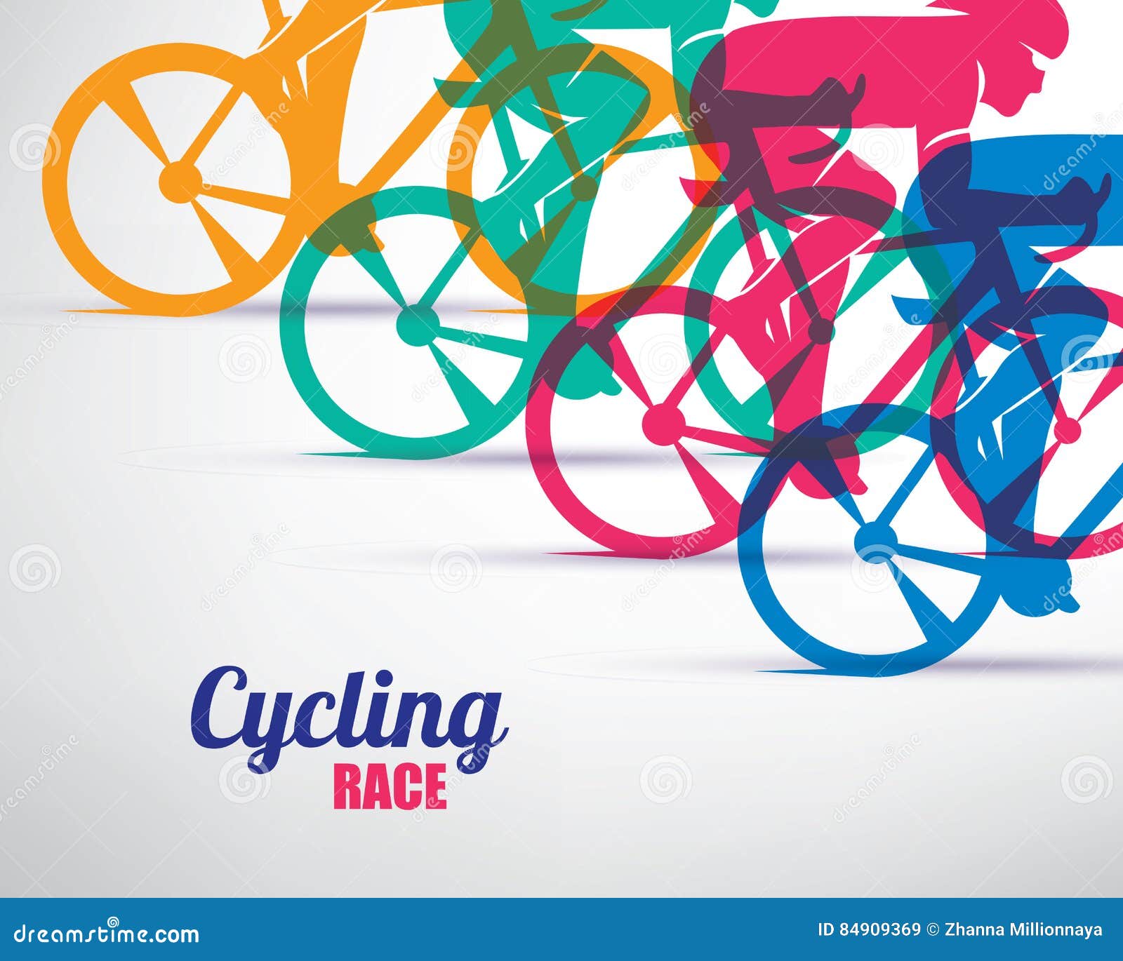 Cycling Race Stylized Symbol, Outlined Cyclist Silhouette Cartoon ...