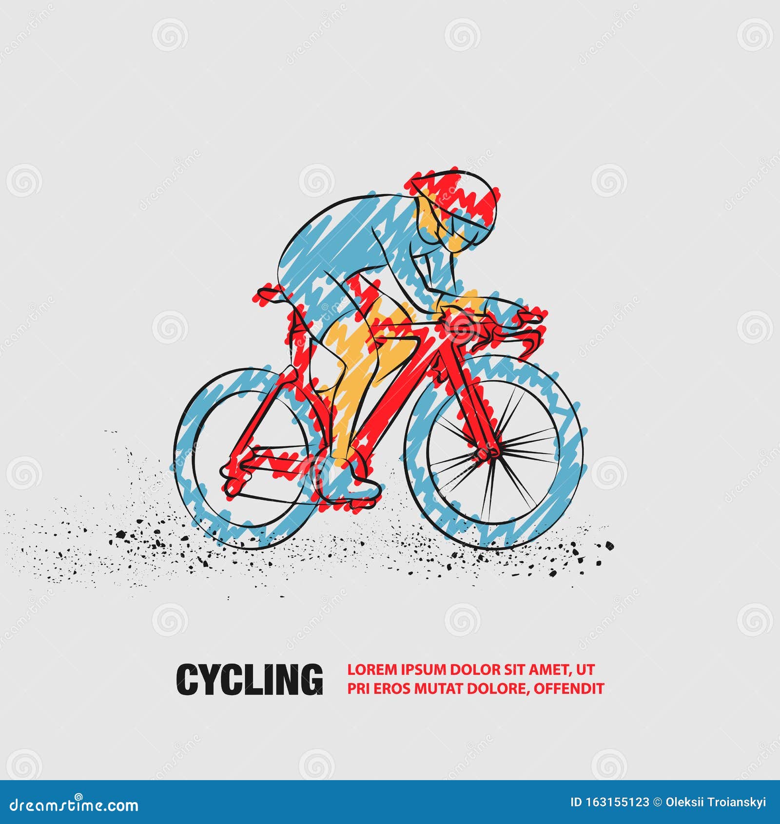 Cycling Race. Vector Outline of Cycling Race with Scribble Doodles ...