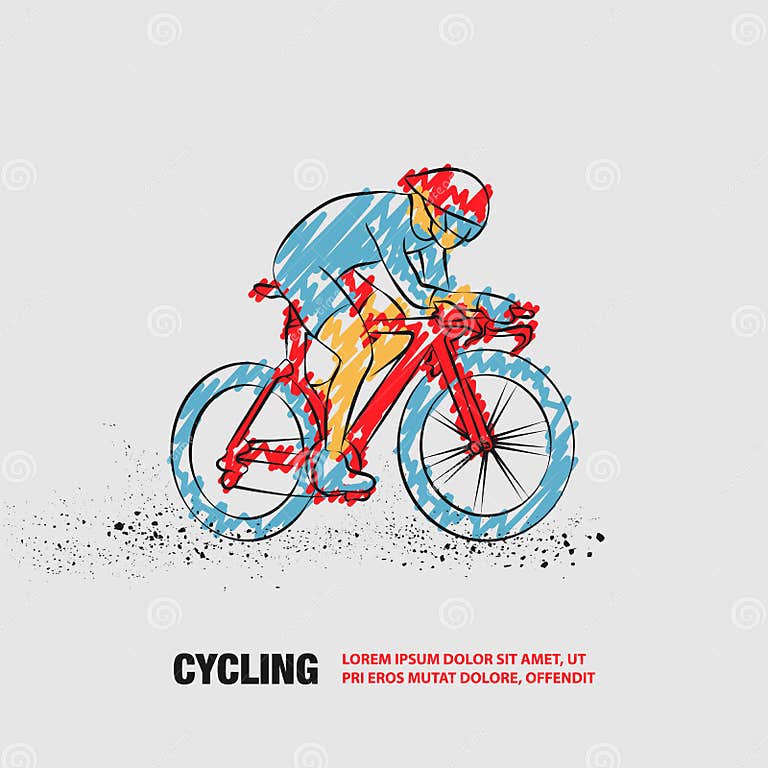 Cycling Race. Vector Outline of Cycling Race with Scribble Doodles ...