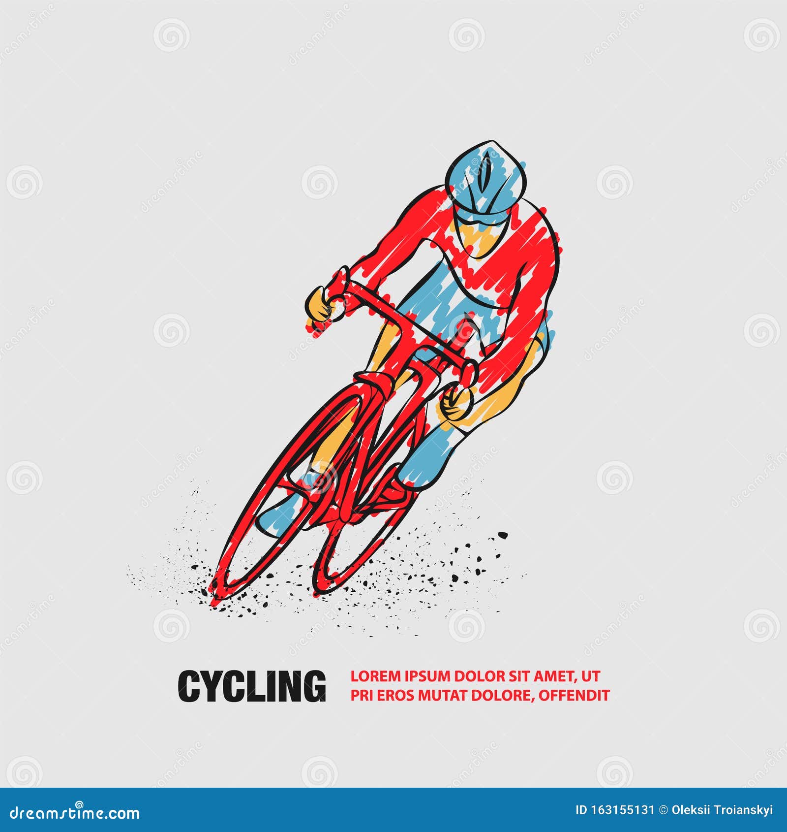 Cycling Race. Vector Outline of Cycling with Scribble Doodles Stock ...