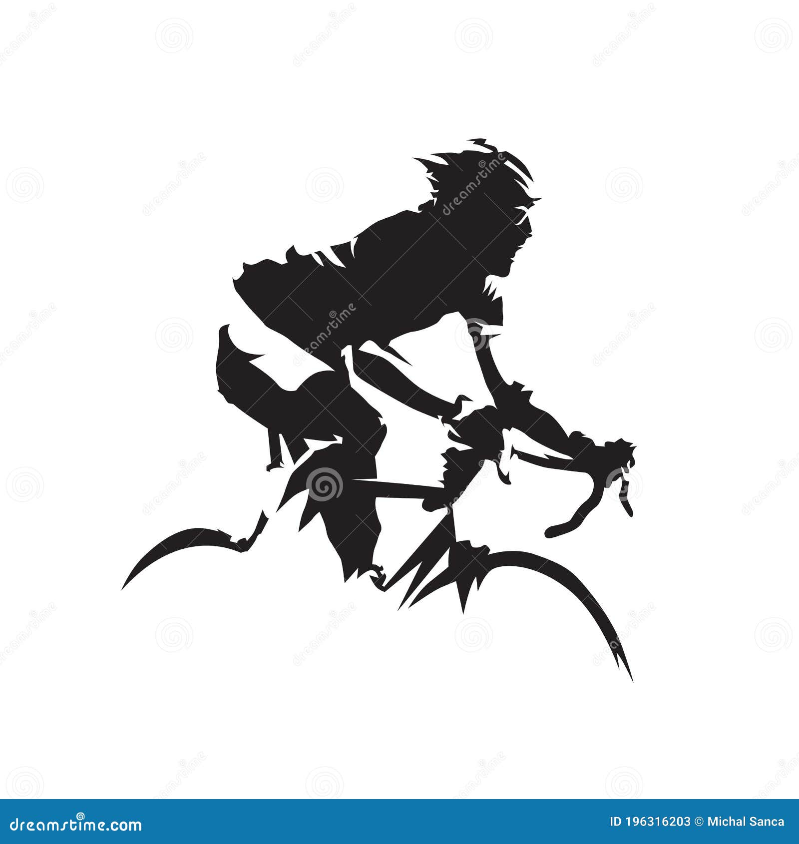 Cycling. Road Cyclist Front View. Abstract Isolated Vector Silhouette ...