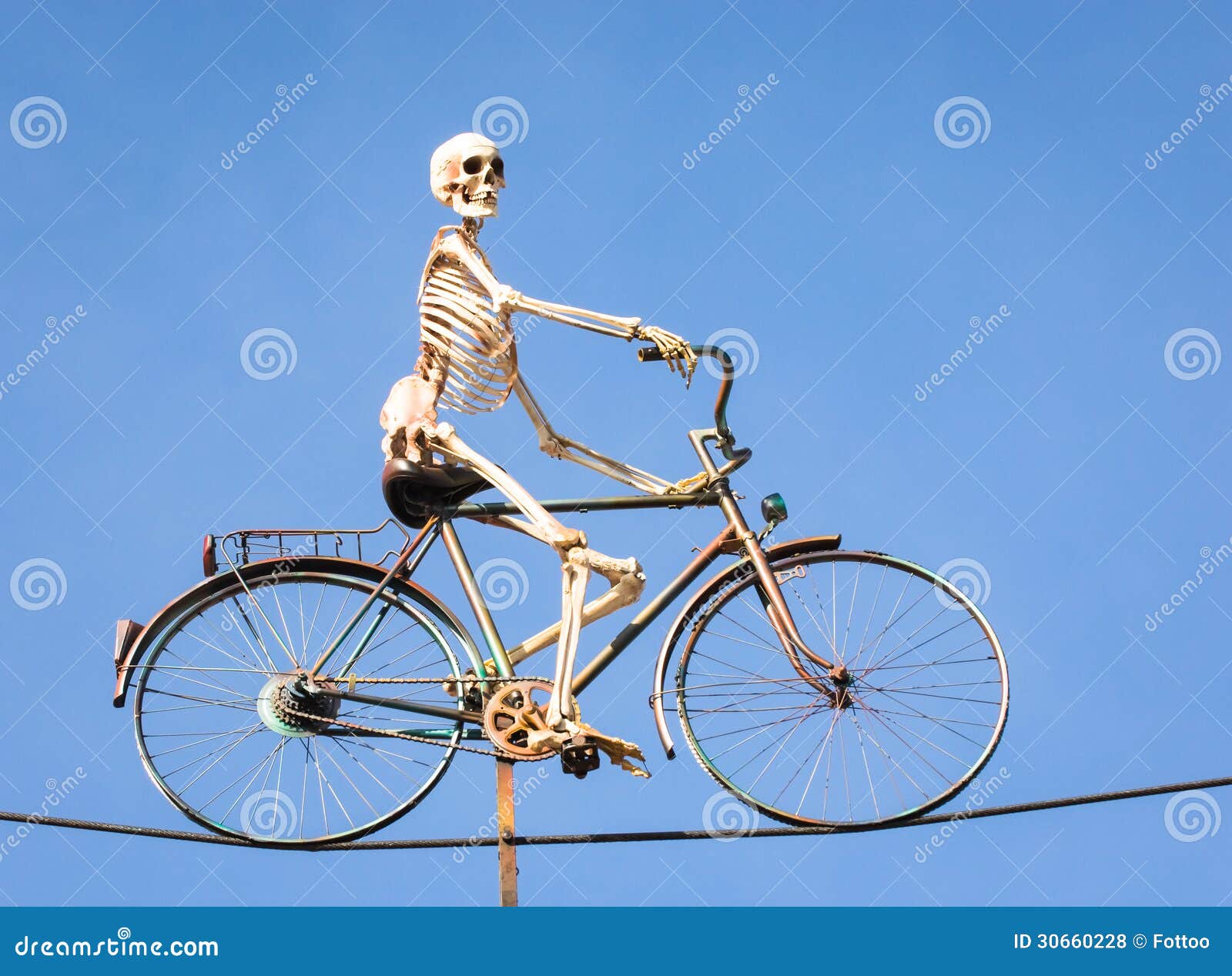 Cycling skeleton stock photo. Image of copy, blue, sunlight - 30660228