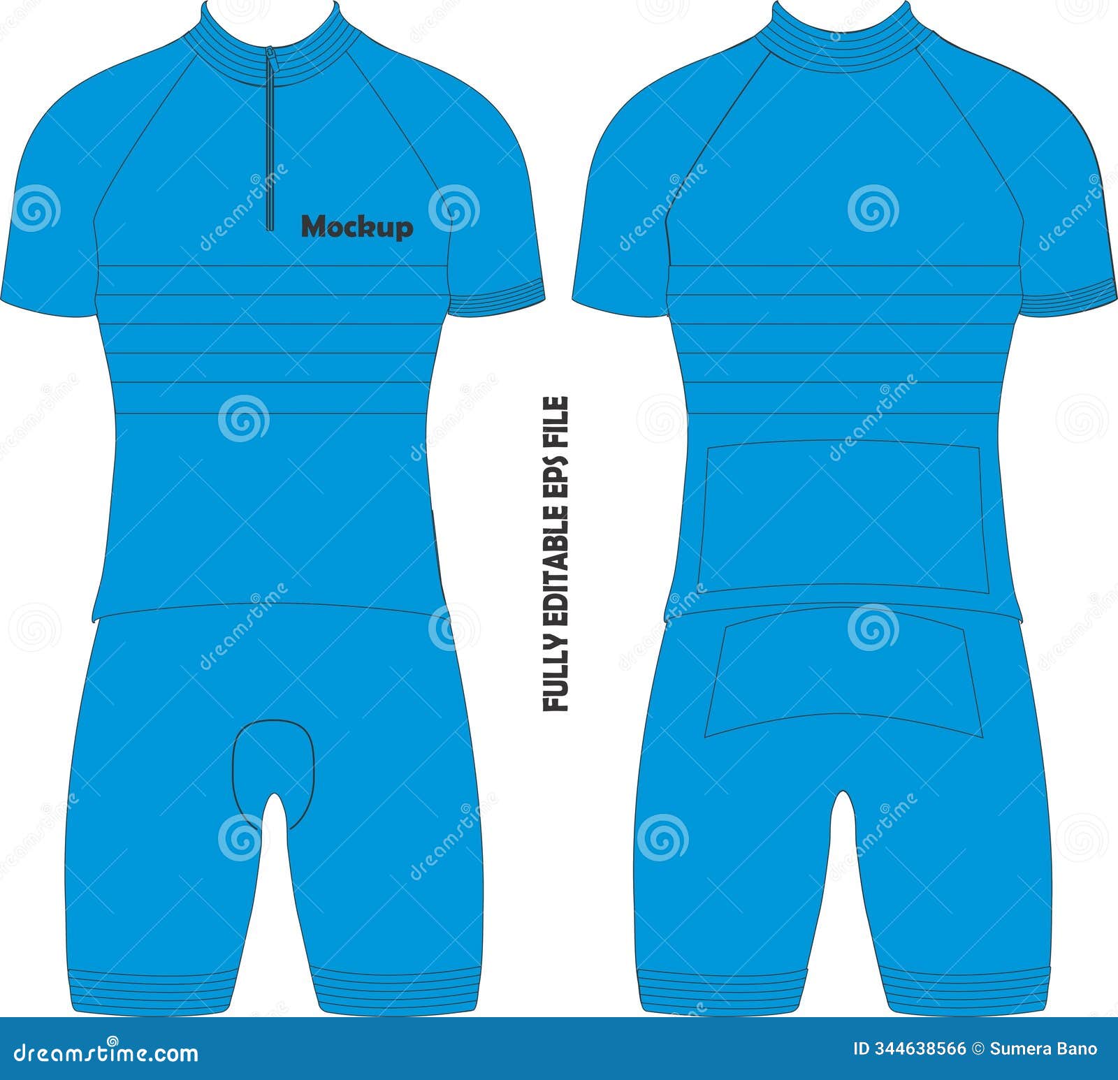 Cycling Uniform Mock Ups Template Stock Vector - Illustration of jersey ...