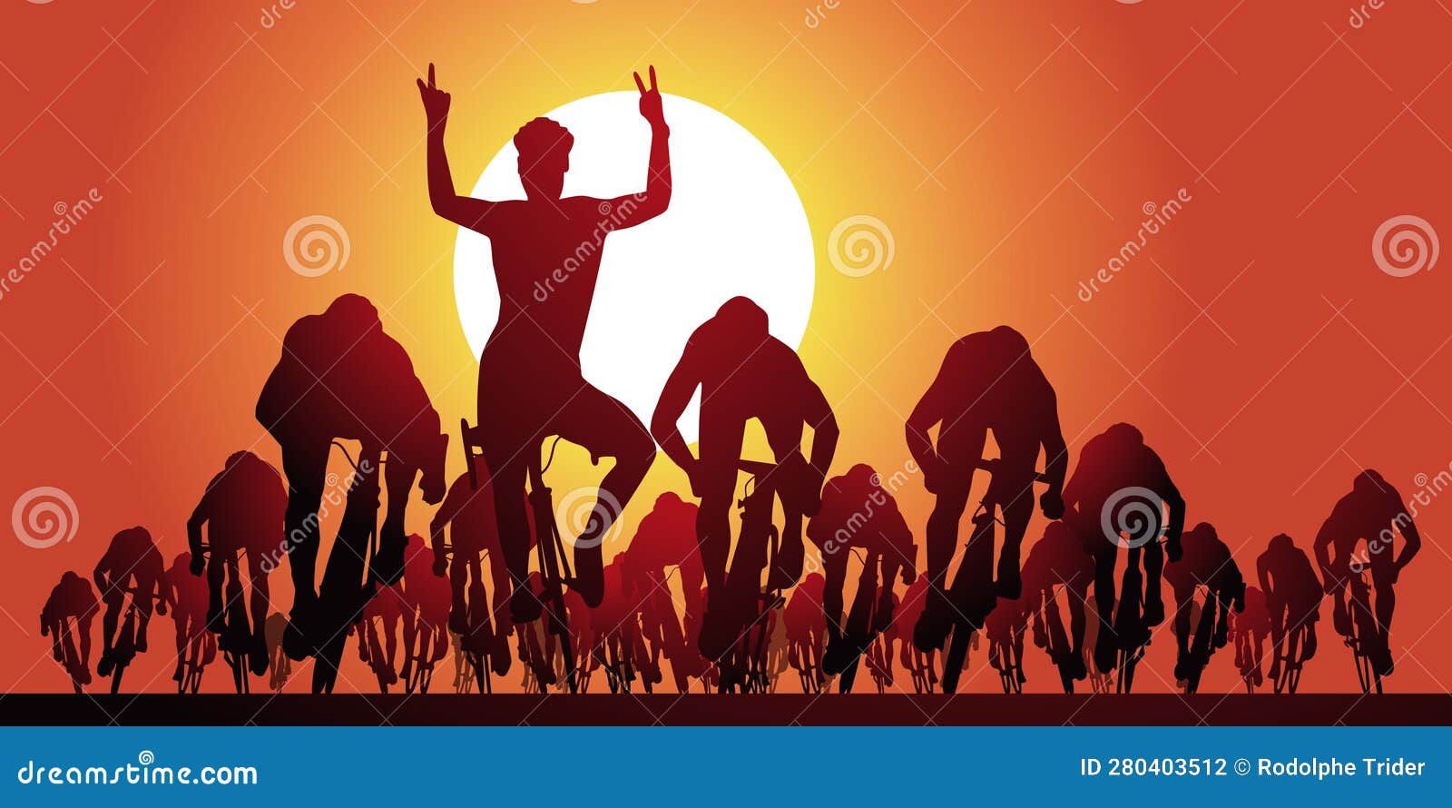 Final Sprint at the Finish of a Cycling Race. Stock Illustration ...