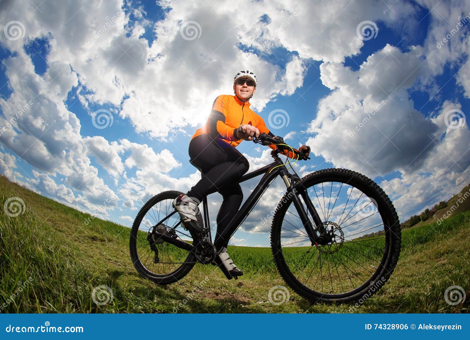 Cyclist on the Beautiful Meadow Trail Stock Photo - Image of biker ...
