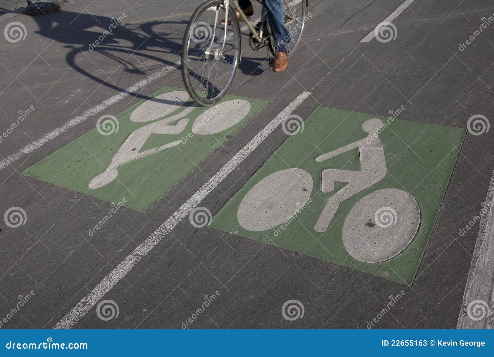 Cyclist on Bike Lane stock image. Image of cycle, bicycle - 22655163