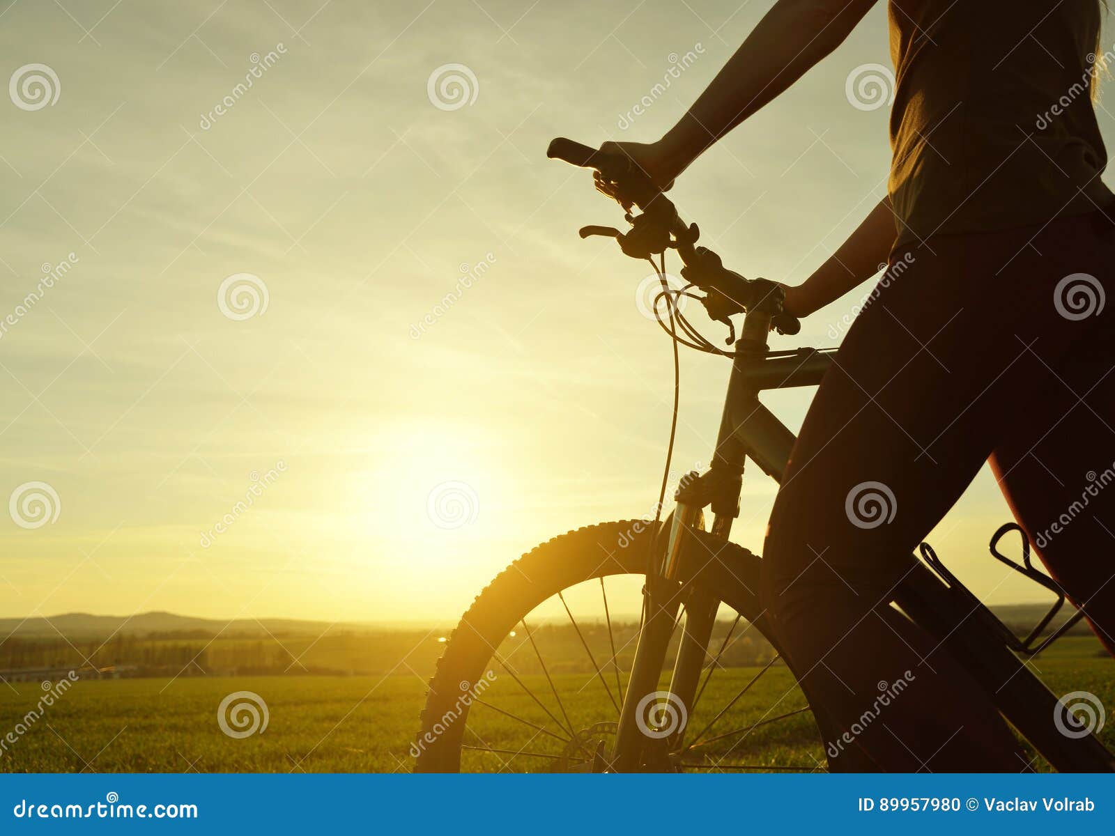 Cyclist on Bike in the Sunset. Stock Photo - Image of sport, outdoor ...