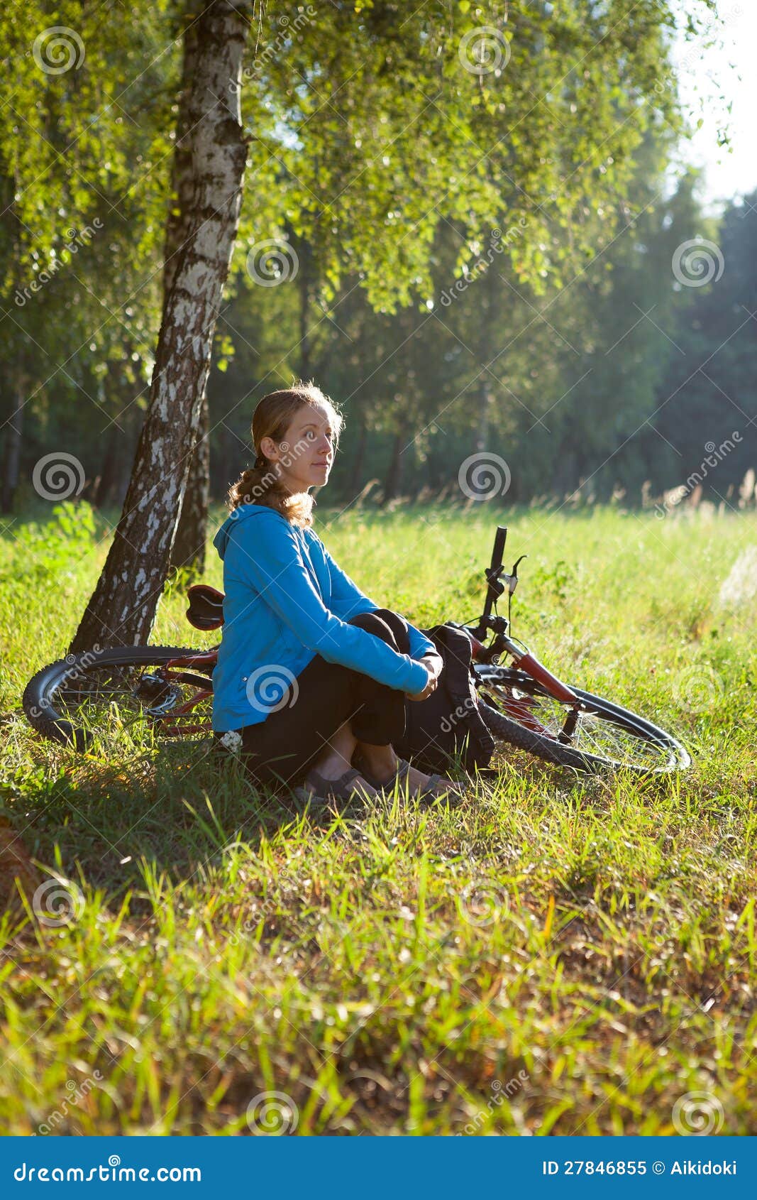 Cyclist Enjoying Relaxation in Spring in the Park Stock Image - Image ...