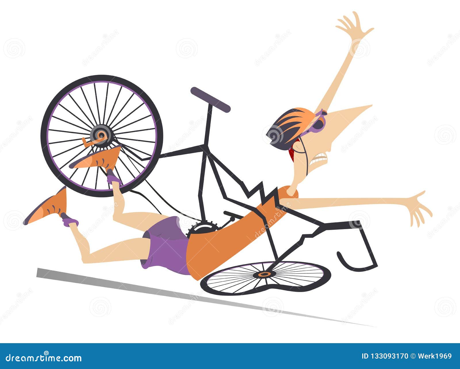 Cyclist Falling Down from the Bicycle Isolated Illustration Stock ...