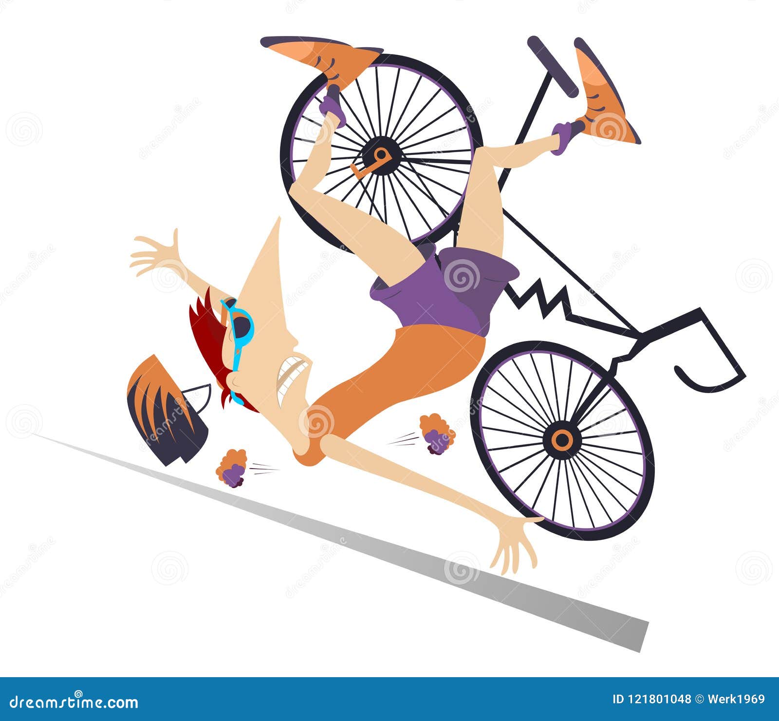 Cyclist Falling Down from the Bicycle Isolated Illustration Stock ...