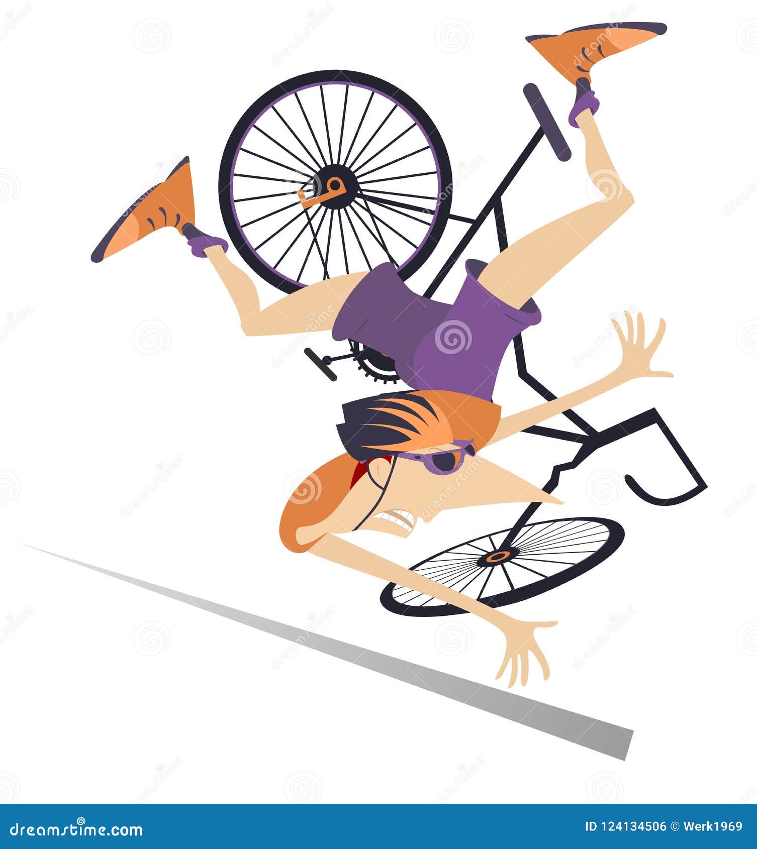 Cyclist Falling Down from the Bicycle Isolated Illustration Stock ...