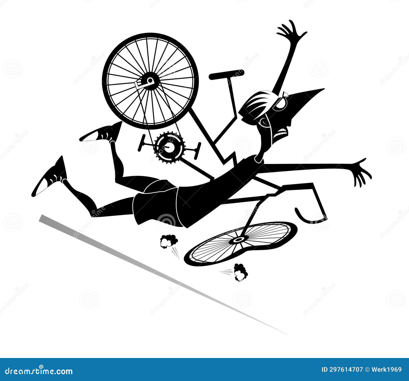 Cyclist Man Falling Down From The Bicycle Illustration | CartoonDealer ...