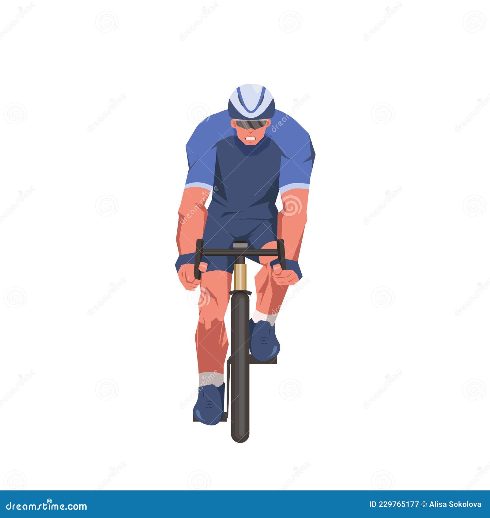 Cyclist Front View Isolated on White Background. Final Sprint Front ...