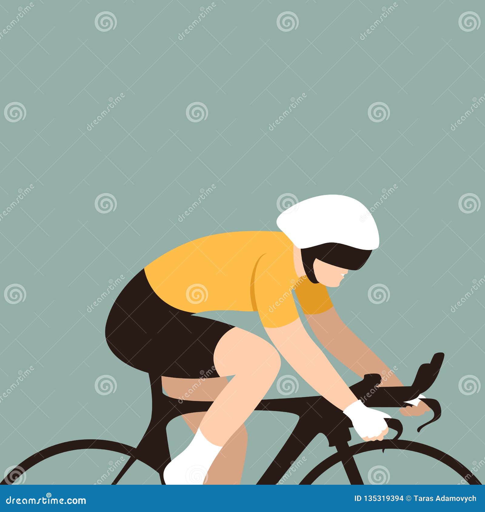 Cyclist in Helmet, Vector Illustration, Flat Style, Profile Stock ...