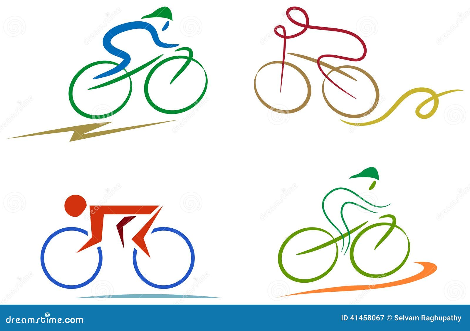 Cyclist icon set stock vector. Illustration of activity - 41458067