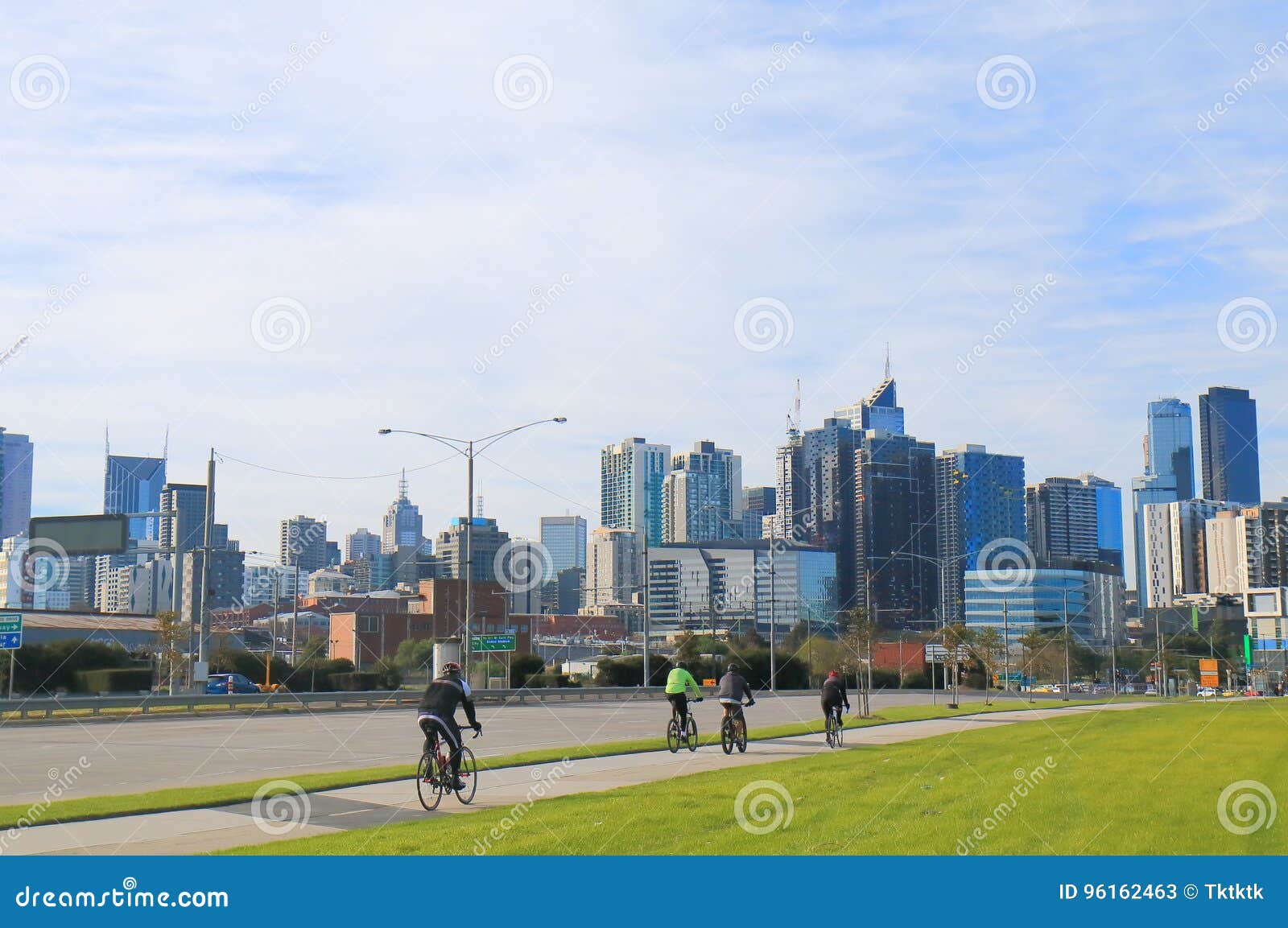Cyclist Melbourne Cityscape Australia Stock Image - Image of modern ...