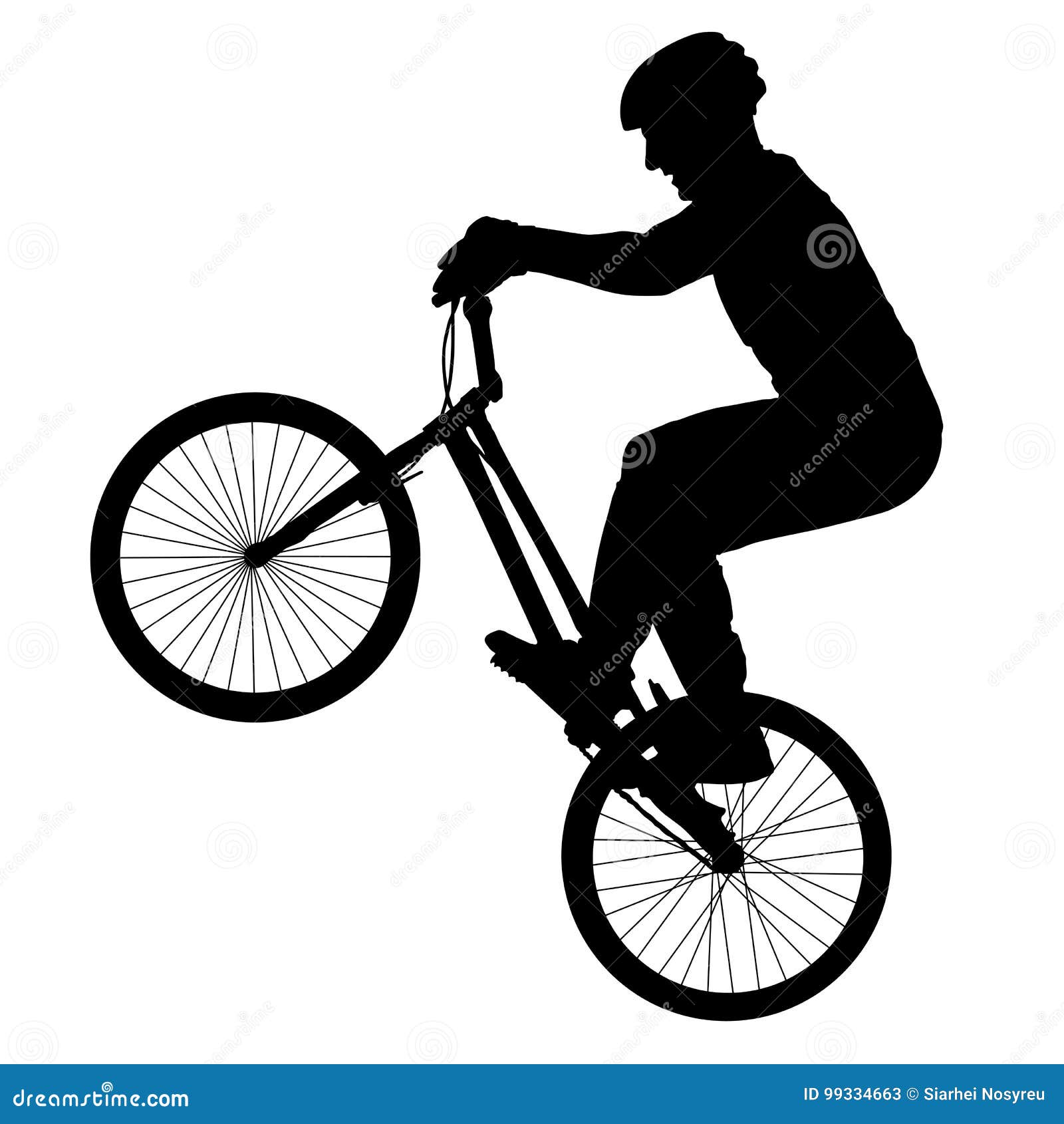 Cyclist Performs a Trick, Rider Trial Silhouette, Bike Vector. Stock ...