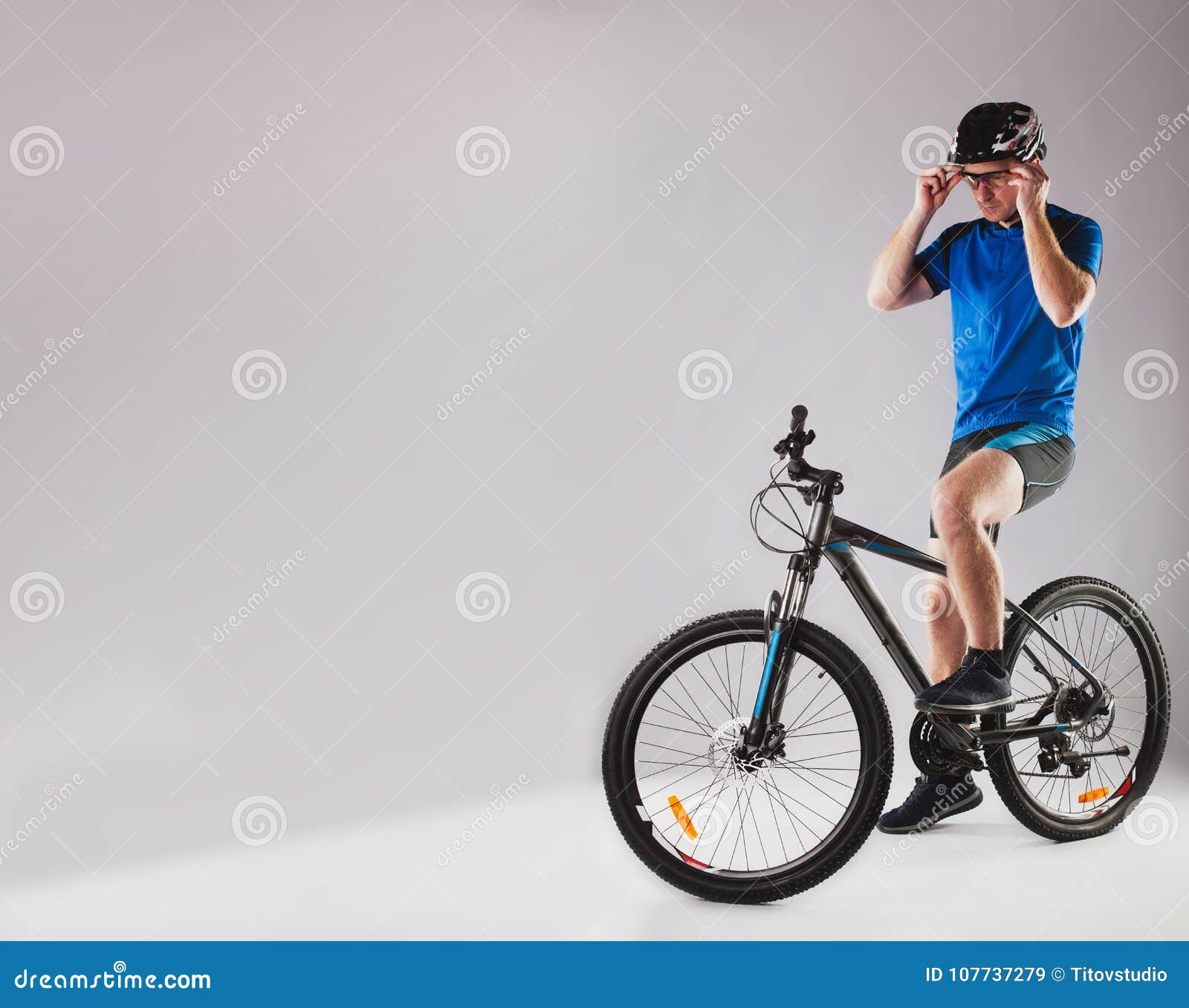 Cyclist Portrait on a Gray Studio Background Stock Image - Image of ...