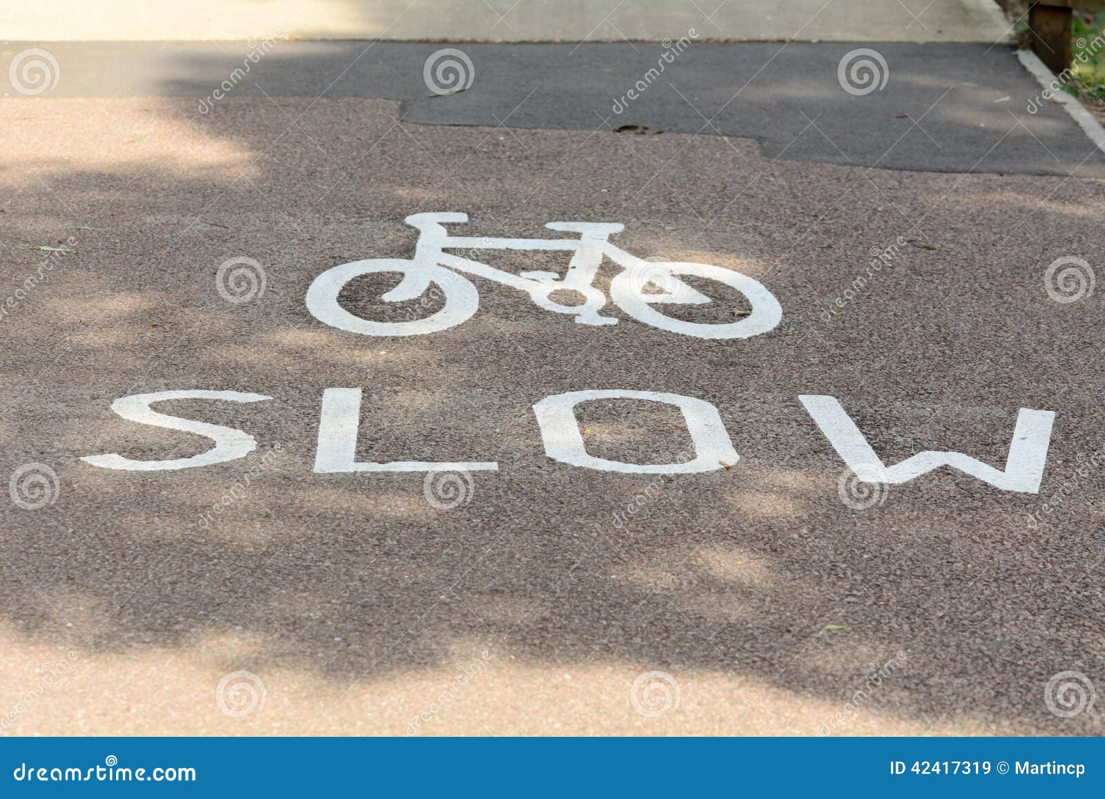 Cyclists slow sign stock image. Image of slow, pathway - 42417319