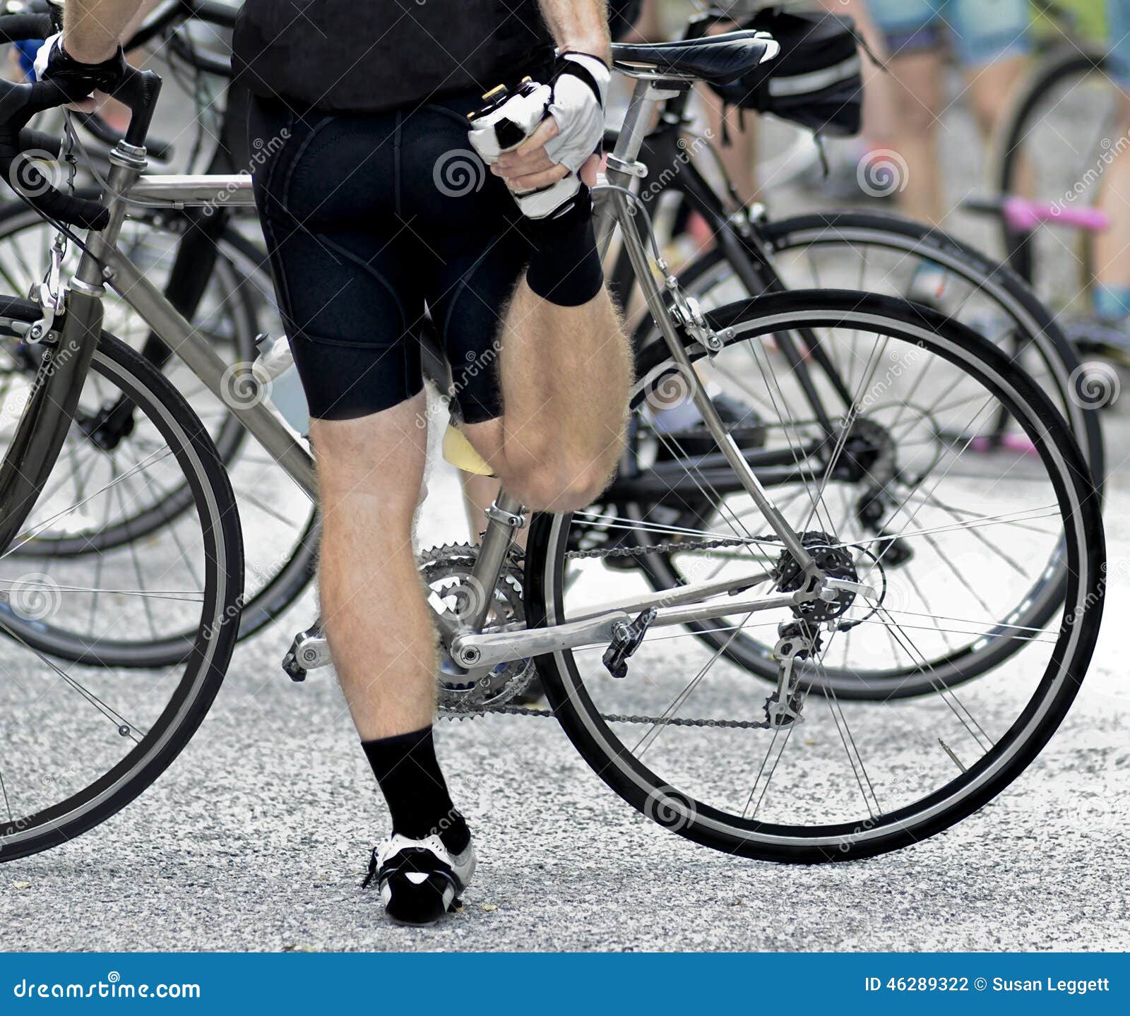 Cyclist Stretching stock photo. Image of biker, bikes - 46289322
