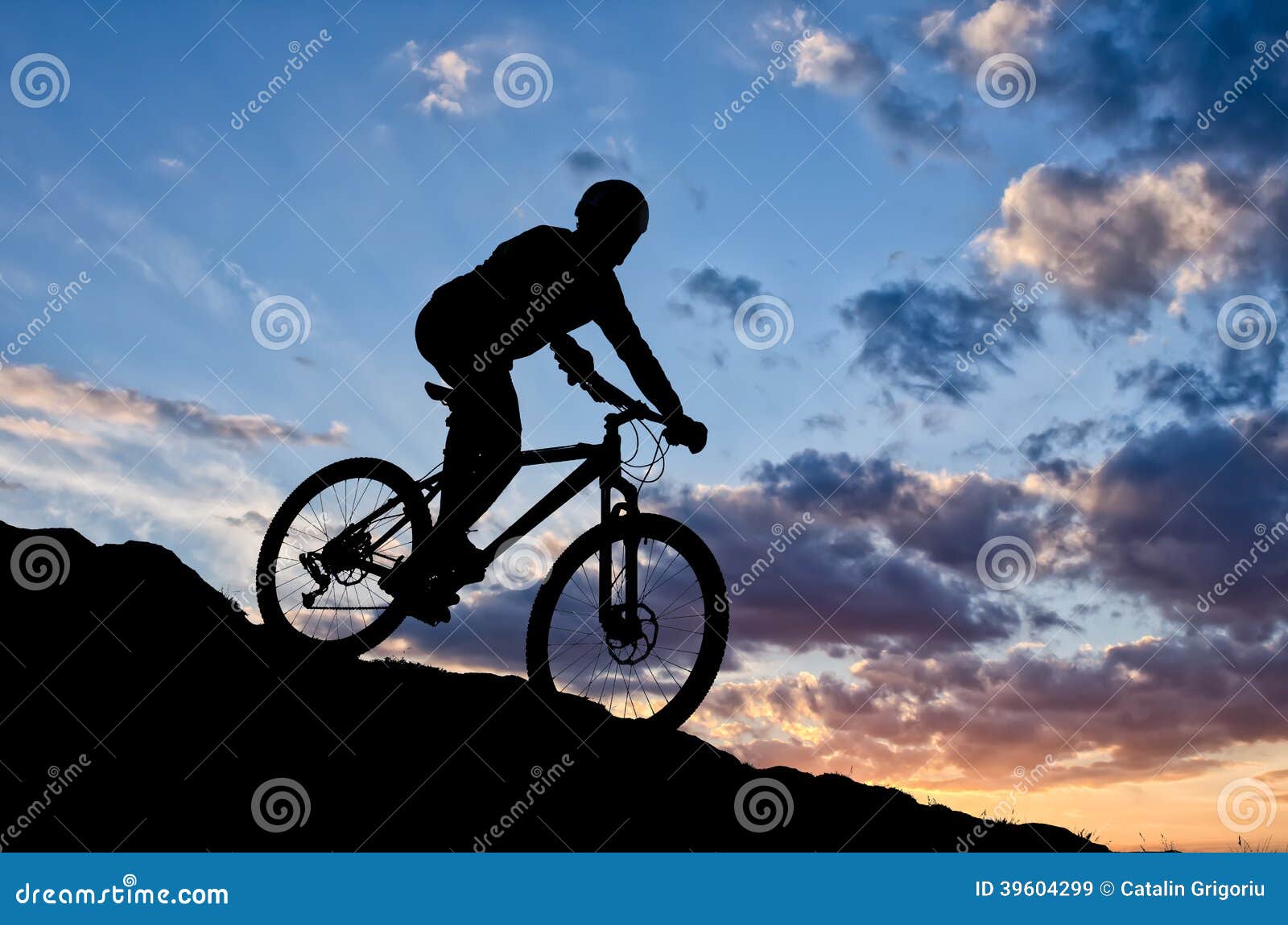 Cyclist in the sunset stock image. Image of nature, shadow - 39604299
