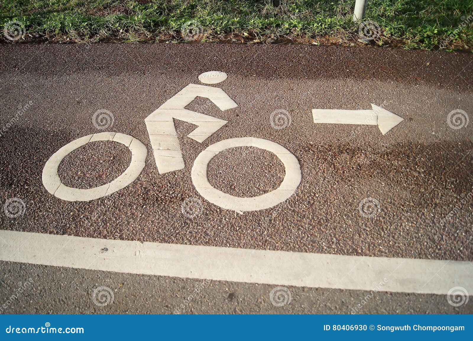 Cyclist Symbol on the Road for Cyclists only Stock Photo - Image of ...
