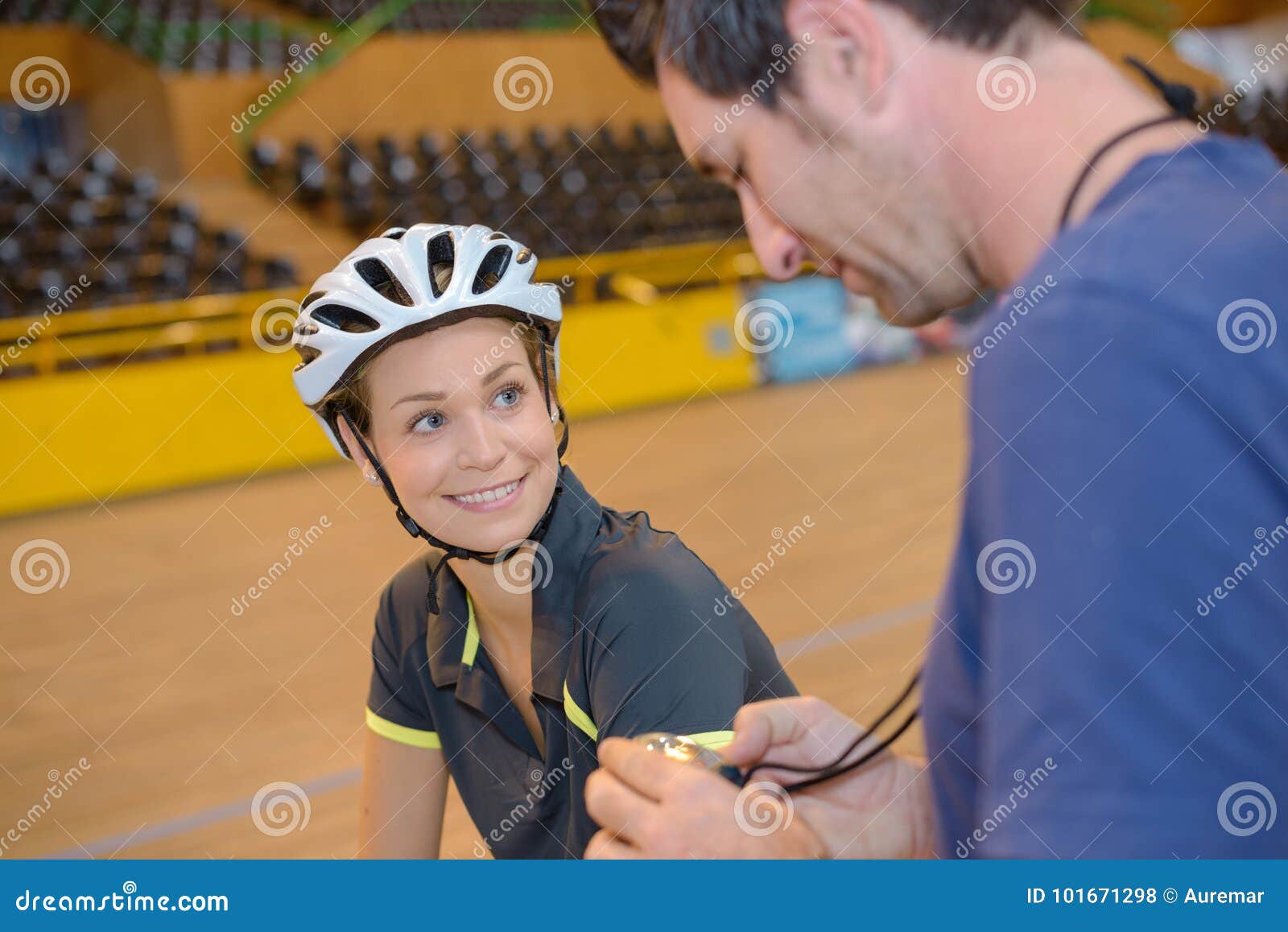 Cyclist Waiting for Timer from Coach Stock Photo - Image of cyclist ...